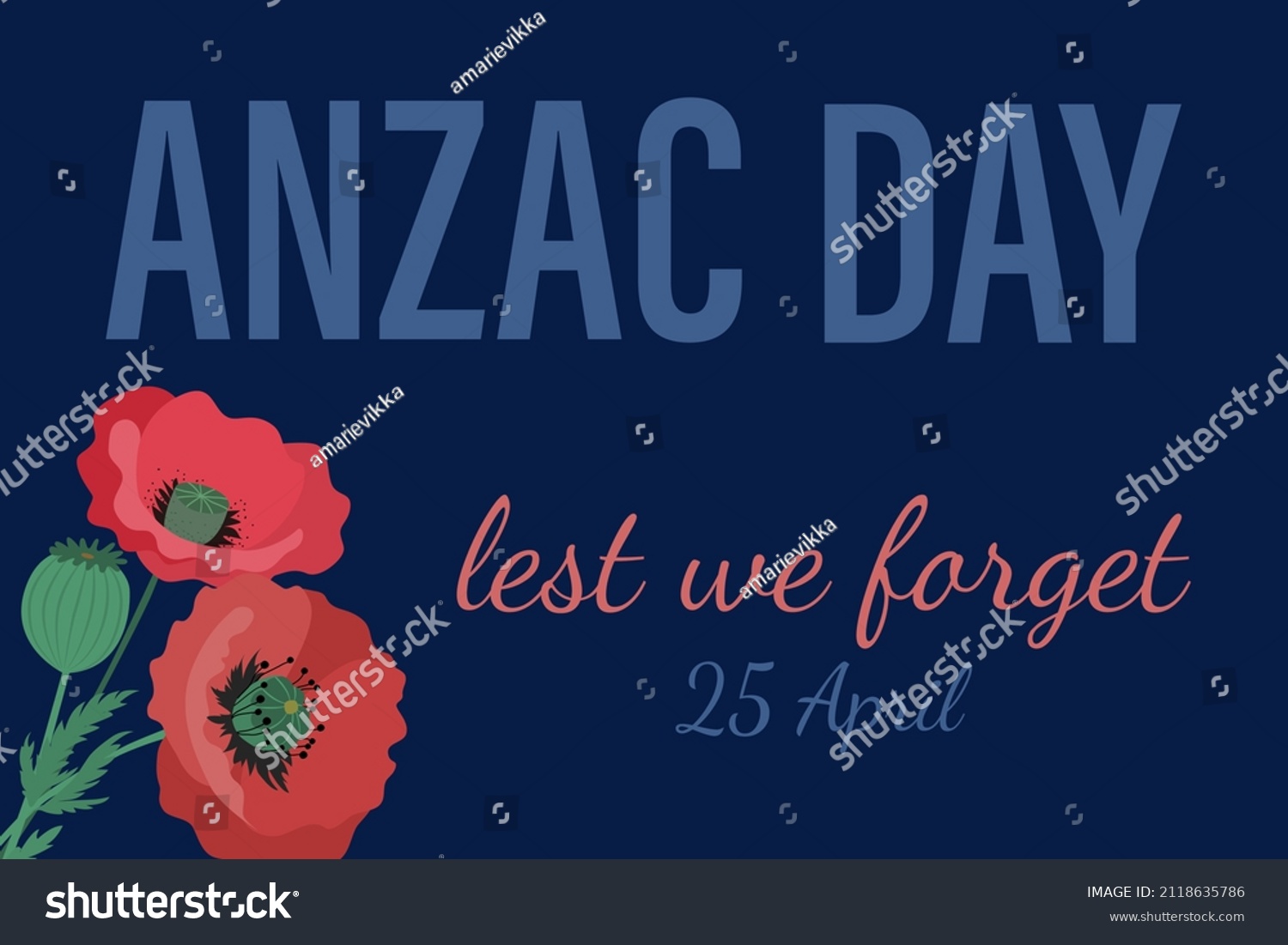 Memorial Day Australia Anzac Day Memorial Stock Vector (Royalty Free ...