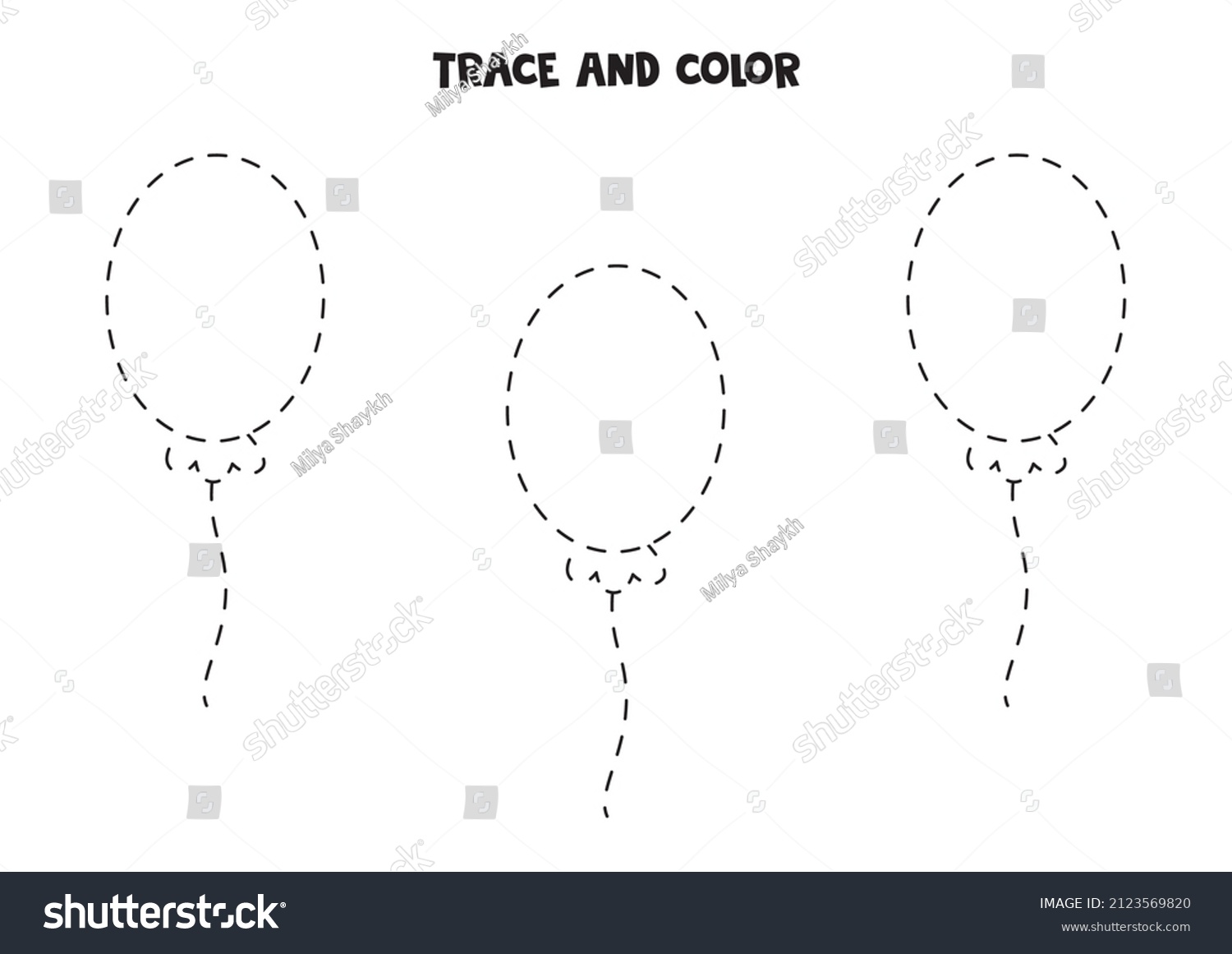 Trace Color Balloons Educational Game Kids Stock Vector (Royalty Free ...