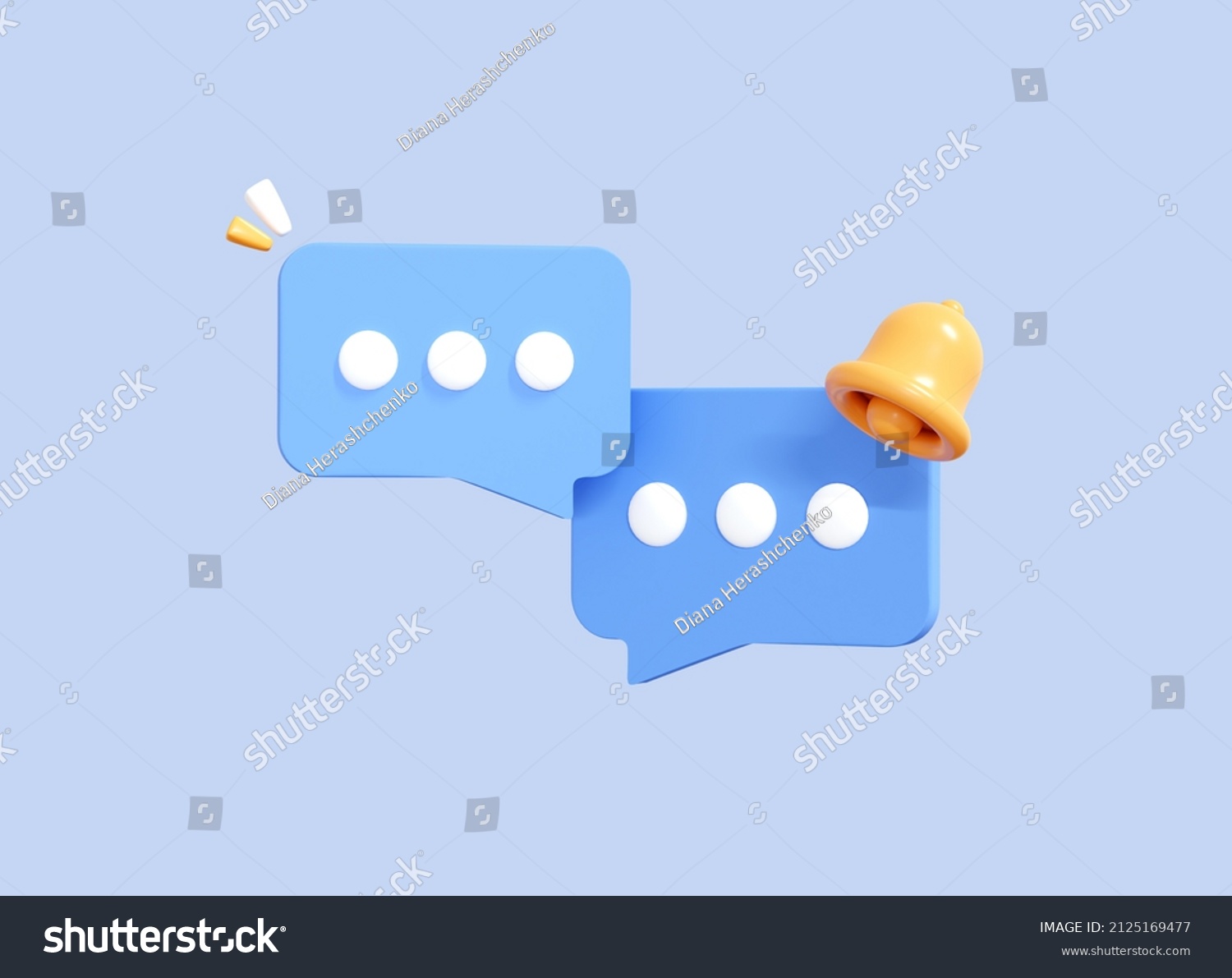 3d Speech Bubble Messages Bell Notification Stock Illustration ...