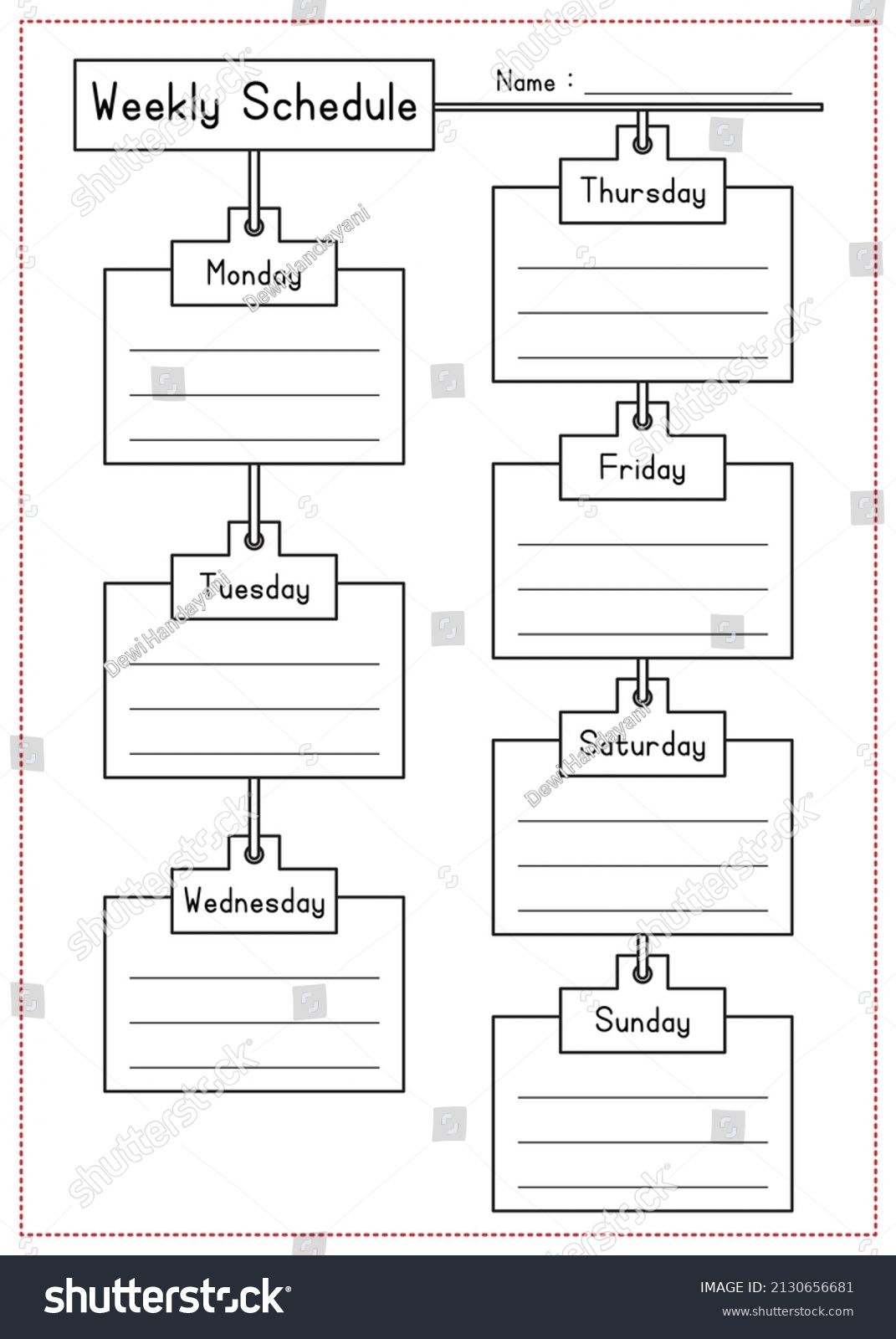 Weekly Schedule Planner Timetables Memo Notes Stock Vector (Royalty ...
