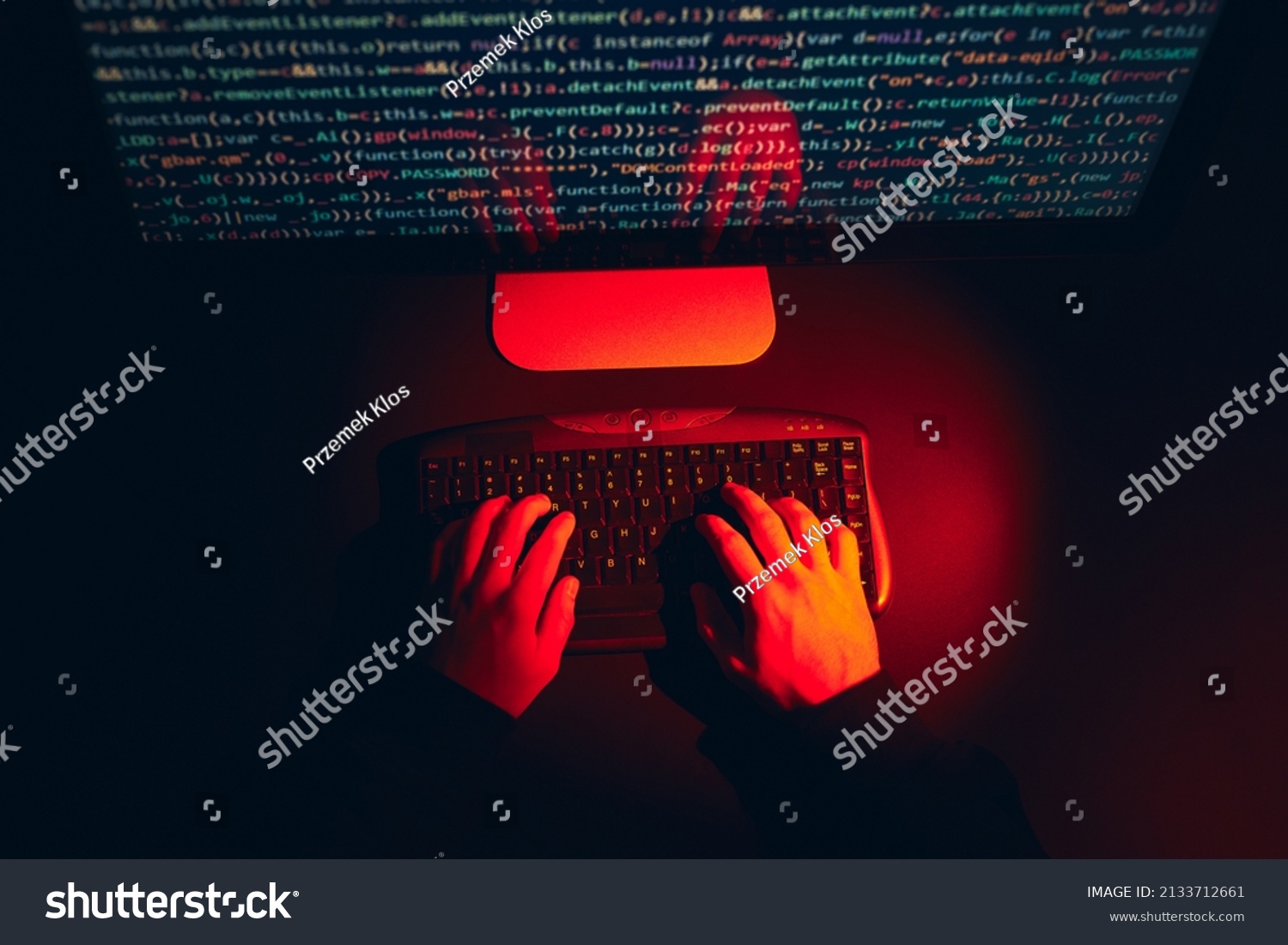 Man Using Computer Programming Break Code Stock Photo 2133712661 ...