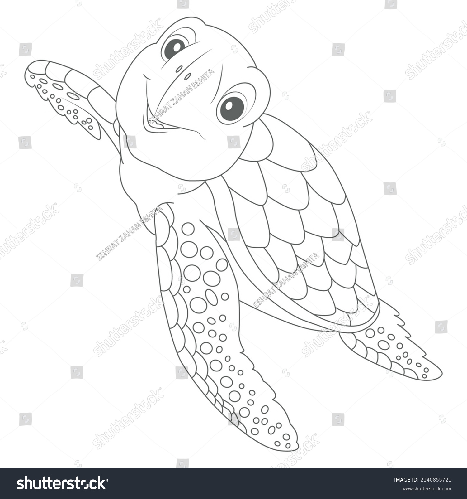 Vector Cartoon Turtle Friends Underwater Coloring Stock Vector (Royalty ...