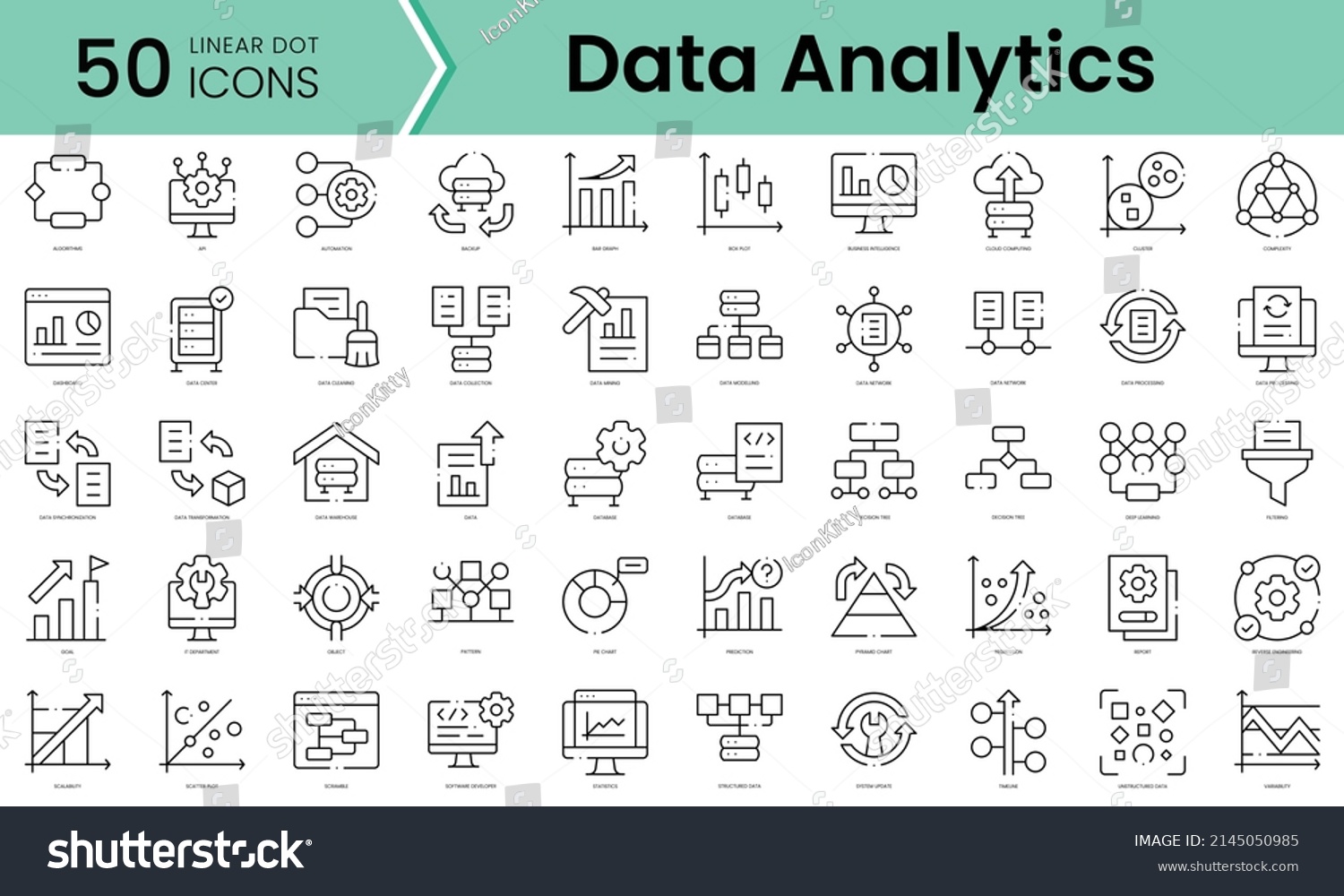 Set Data Analytics Icons Line Art Stock Vector (Royalty Free) 2145050985 | Shutterstock