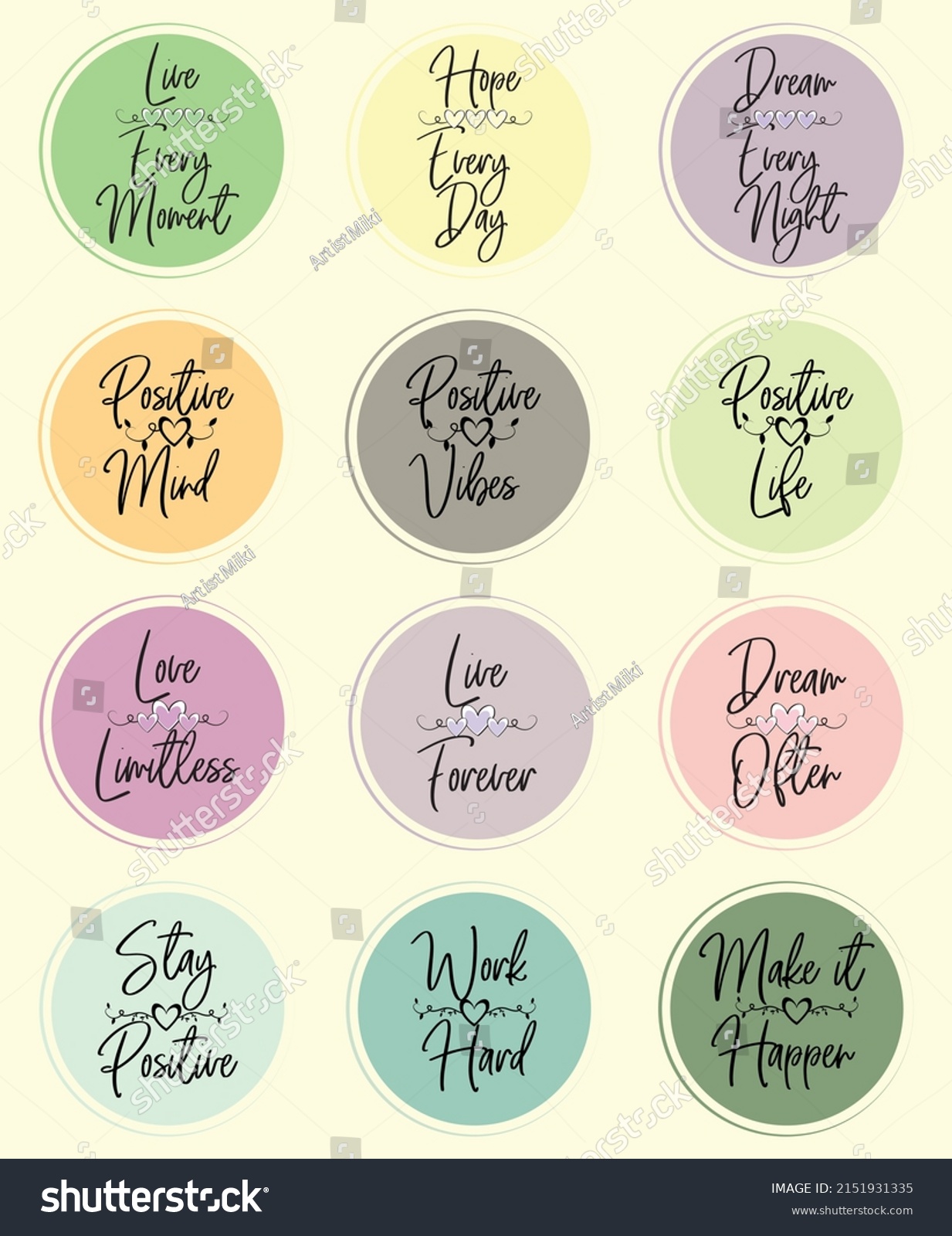 Affirmation Cards Circle Vector Motivational Inspirational Stock Vector ...