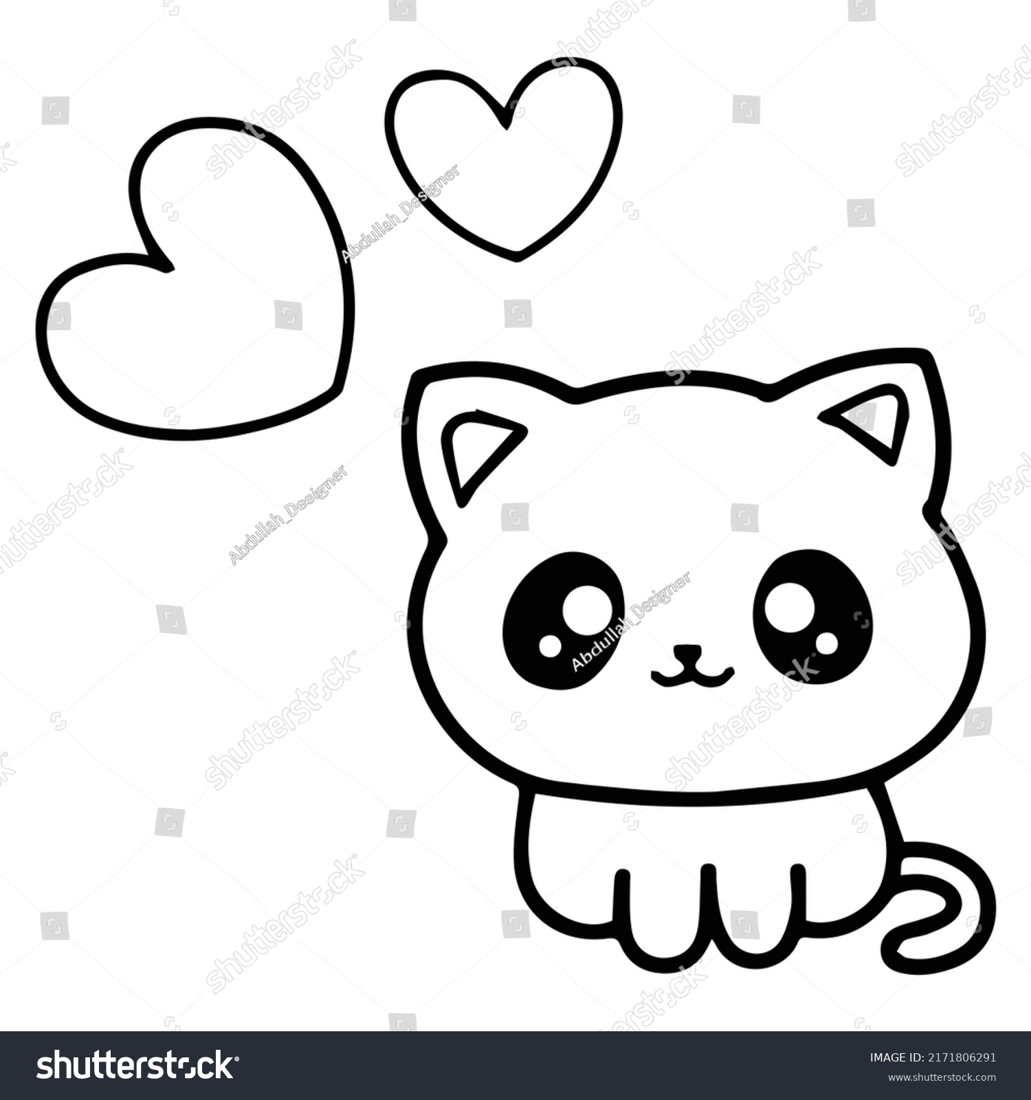 Kids Coloring Pages Cute Cat Character Stock Vector (Royalty Free ...