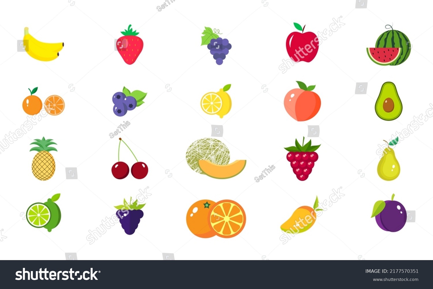 Top 20 Fresh Colorful Fruits Illustration Stock Vector (Royalty Free ...