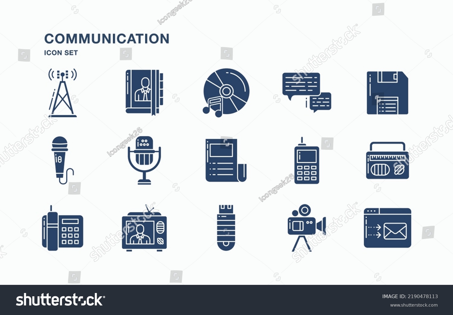 Communication Technology Icon Set Stock Vector (Royalty Free) 2190478113 | Shutterstock