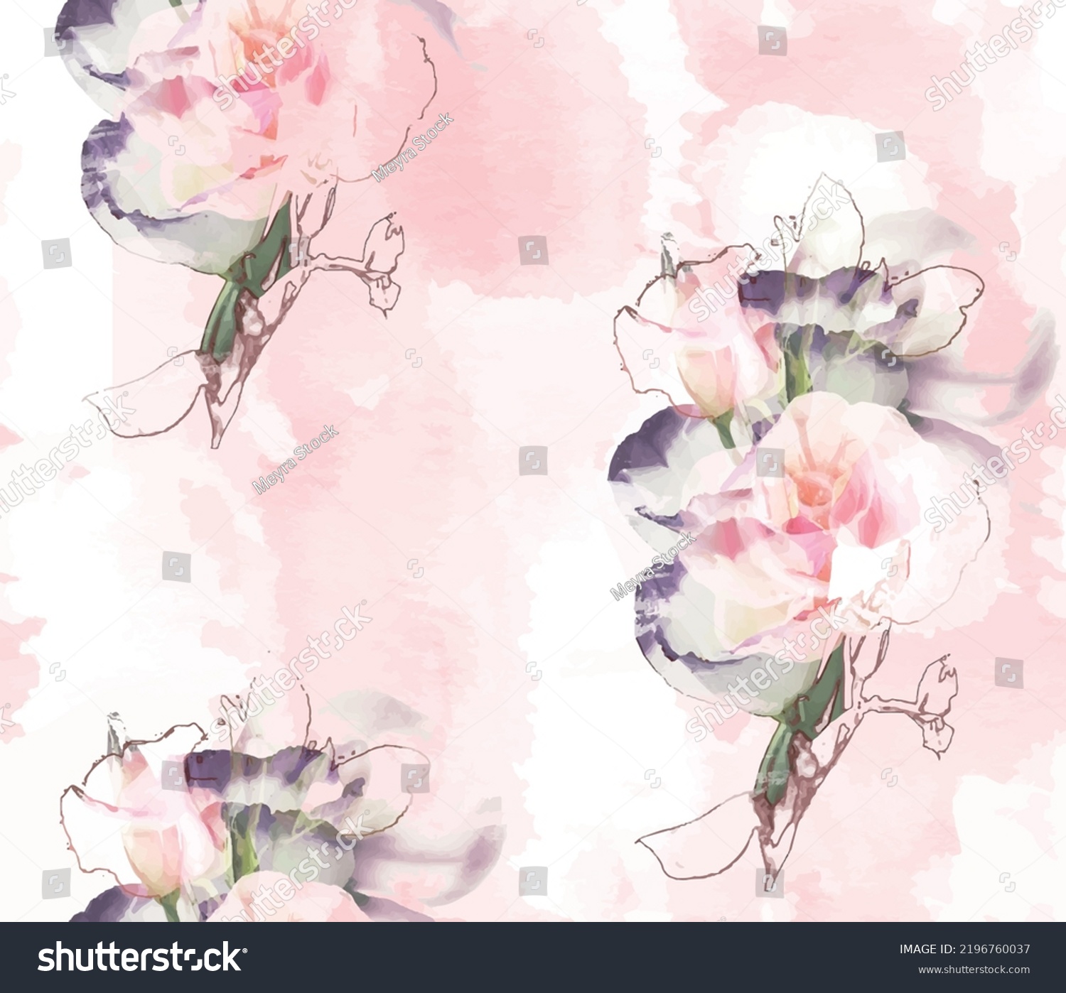 Flower Pattern Floral Pink Rose Flower Stok Vektör (Telifsiz ...