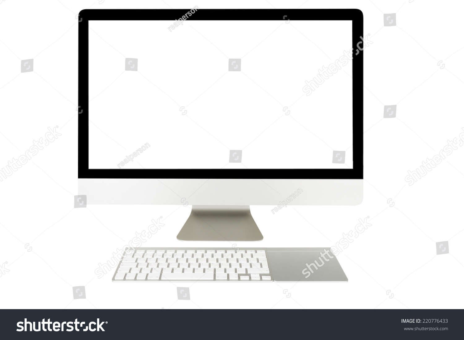 Computer Display Blank Screen Wireless Keyboard Stock Photo 220776433 ...