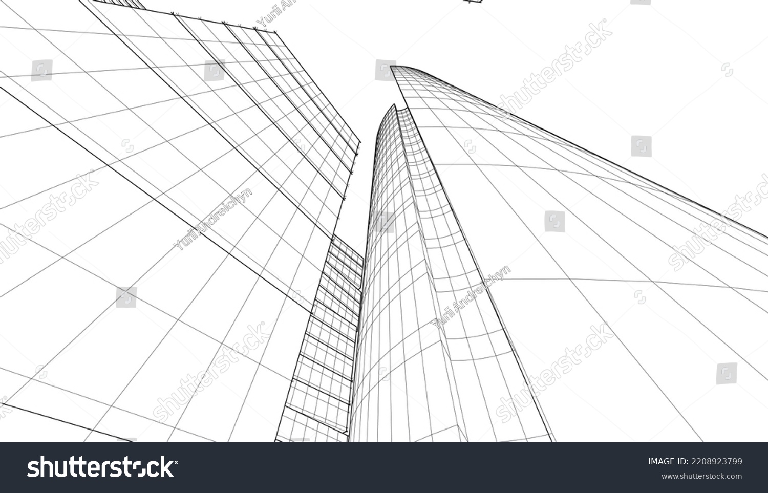 Linear Architectural Drawing Vector Illustration Stock Vector (Royalty ...
