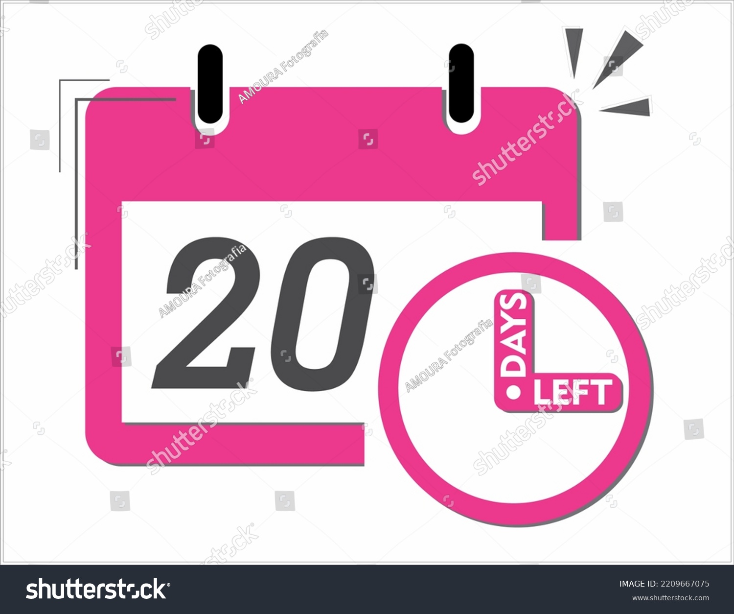 20 Days Left Vector Art Pink: เวกเตอร์สต็อก (ปลอดค่าลิขสิทธิ์) 2209667075 | Shutterstock