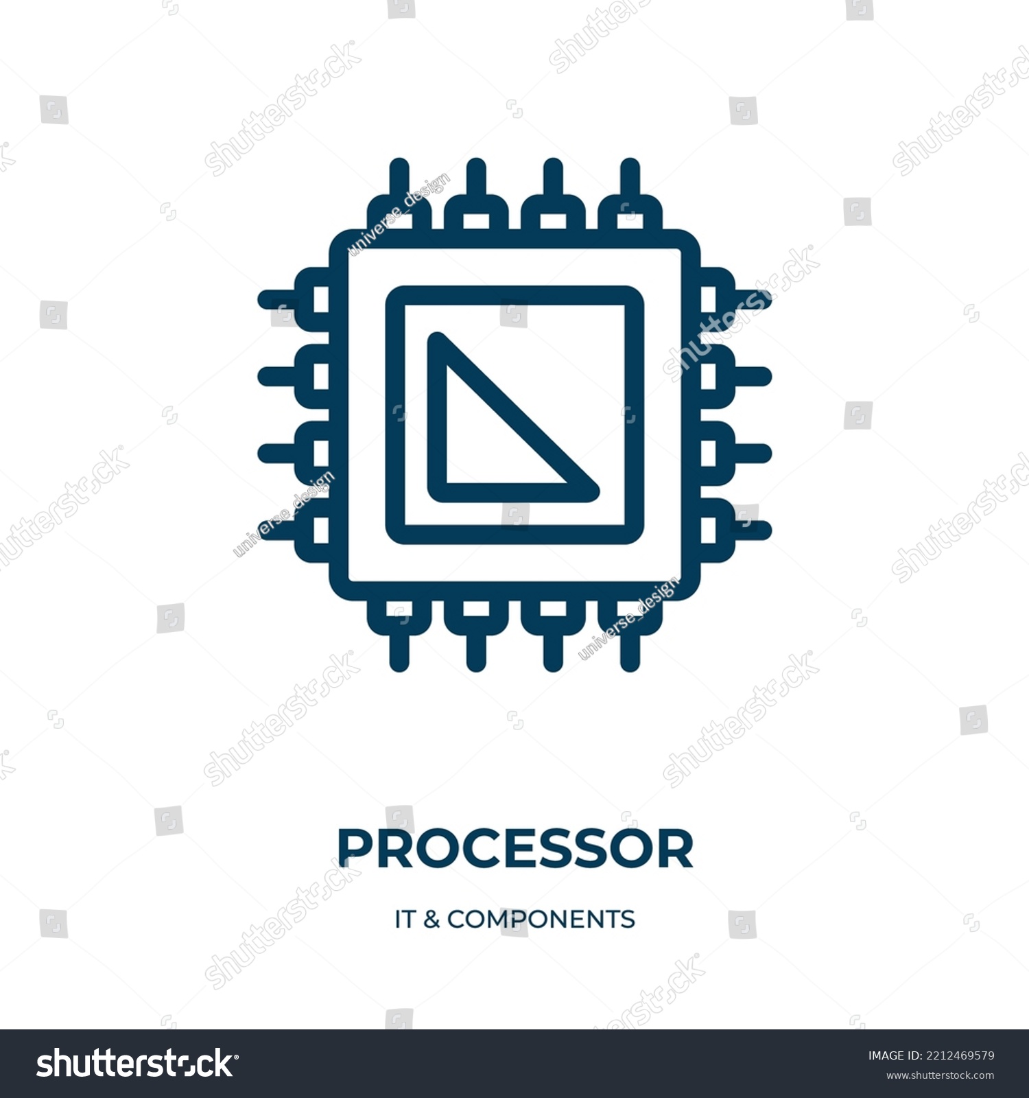 Processor Icon Linear Vector Illustration Components Stock Vector ...