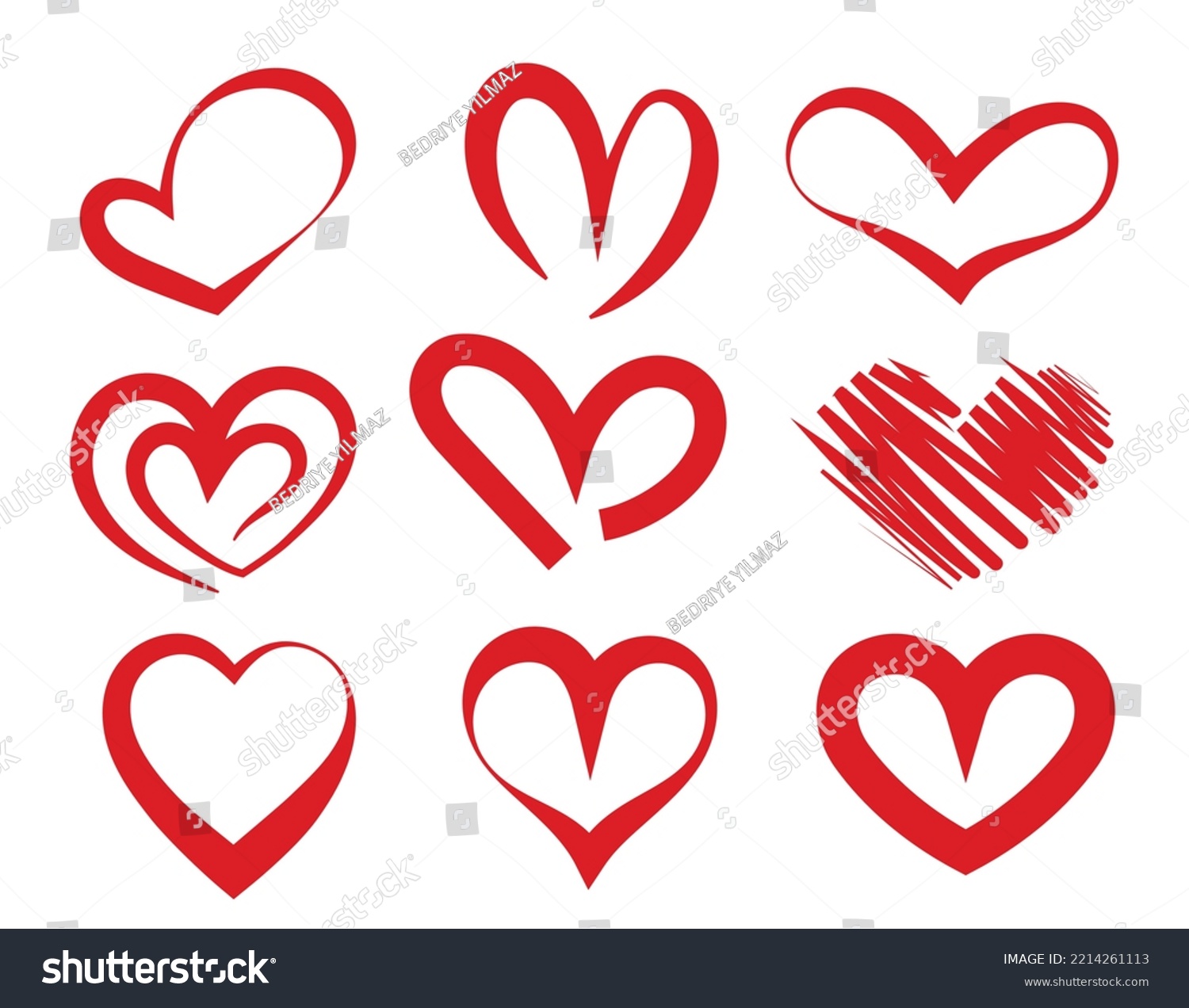Red Vector Heart Silhouettes Vector Stock Vector (Royalty Free ...