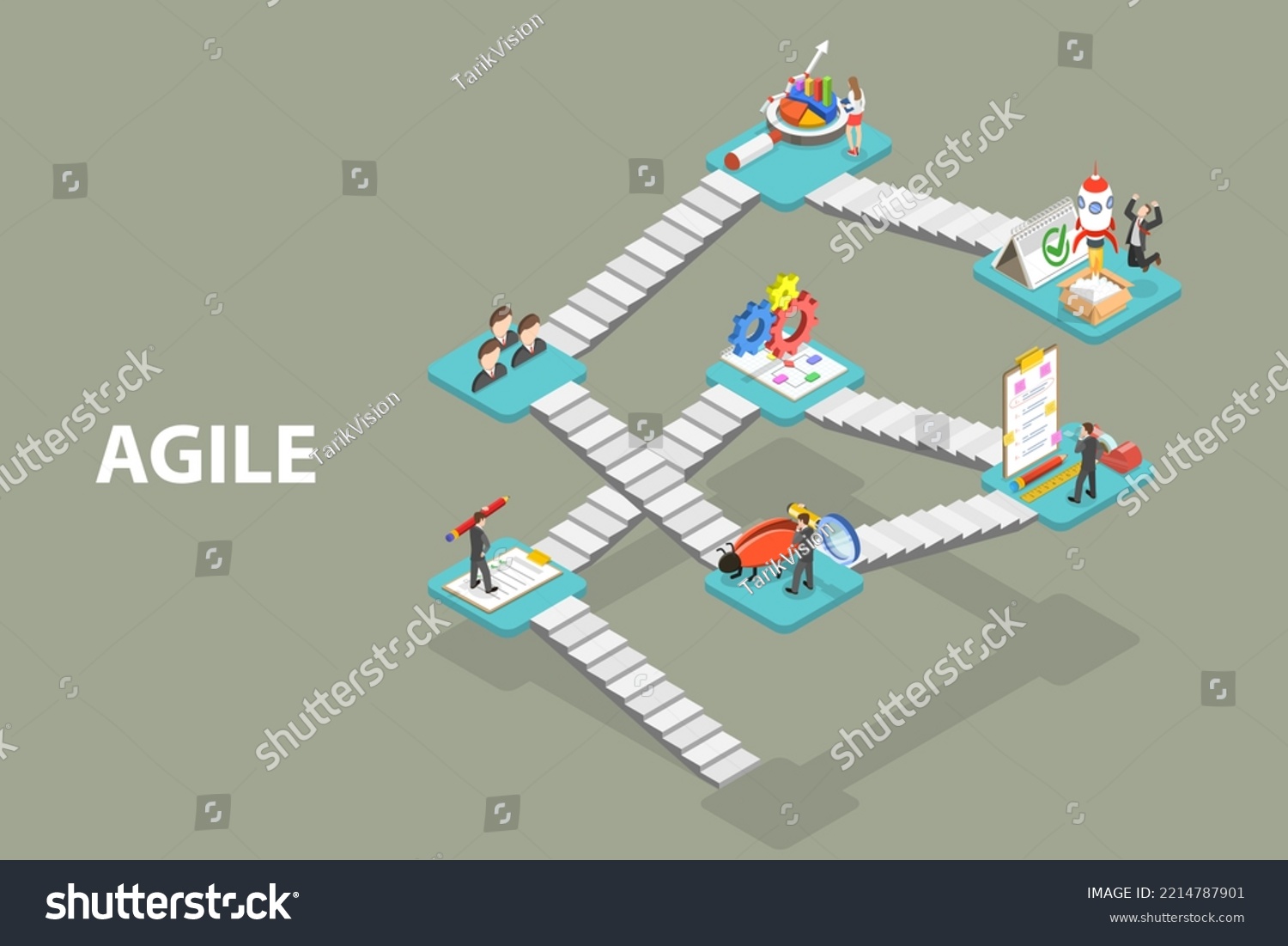 3d Isometric Flat Conceptual Illustration Agile Stock Illustration 2214787901 Shutterstock