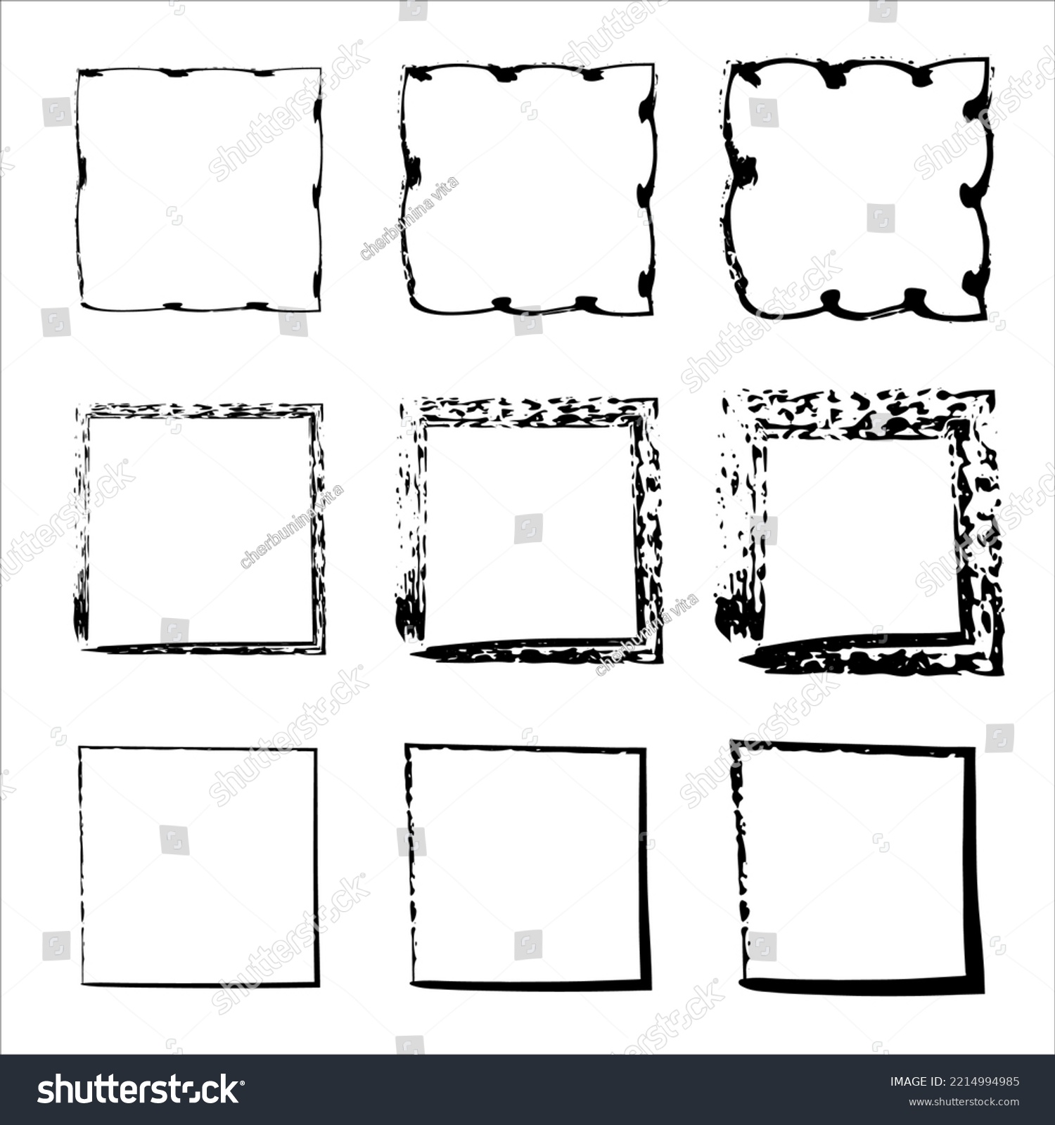 Grunge Frames Vector Set Black Square Stock Vector Royalty Free 2214994985 Shutterstock