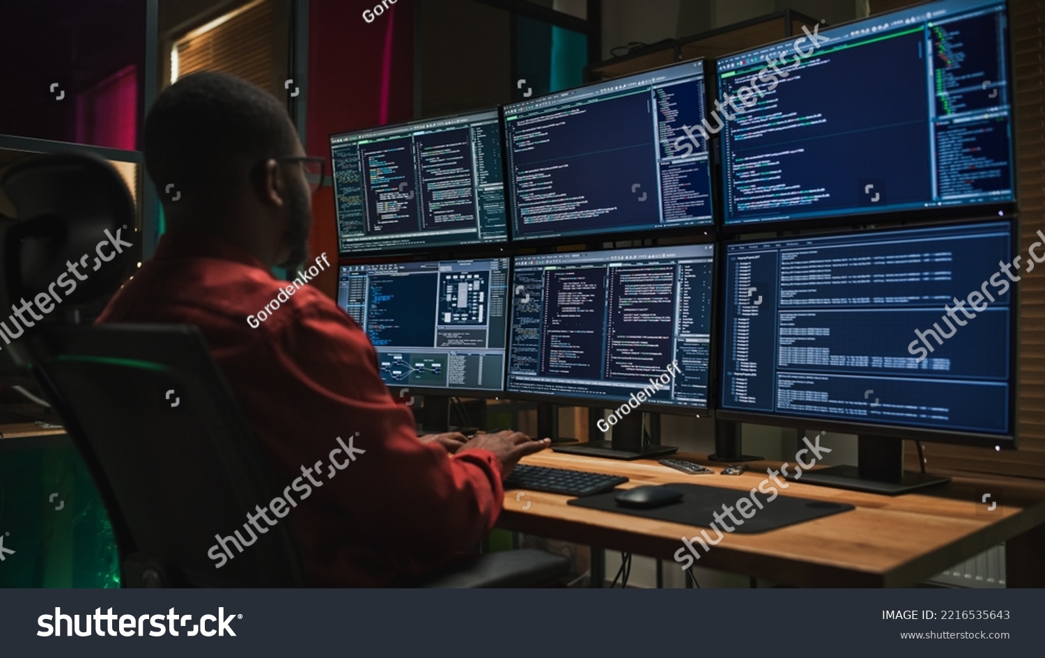 Black Cyber Security Specialist Coding On Stock Photo 2216535643 | Shutterstock