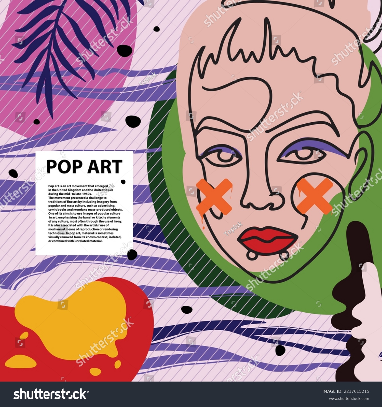 Pop Art Cover Design Face Drawn Stock Vector (Royalty Free) 2217615215 ...