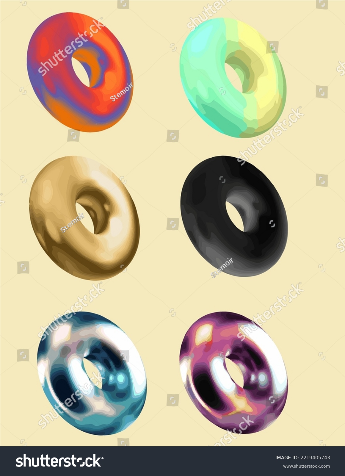 3d Set Vector Illustration Geometric Donuts Stock Vector (Royalty Free ...