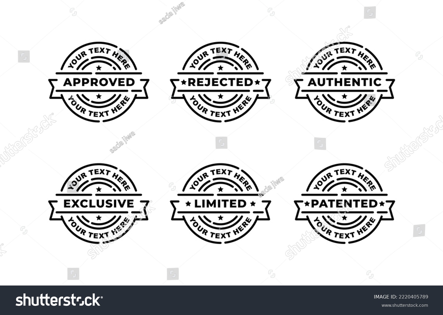 Vektor Stok Stamp Seal Icon Set Vector Illustration (Tanpa Royalti ...