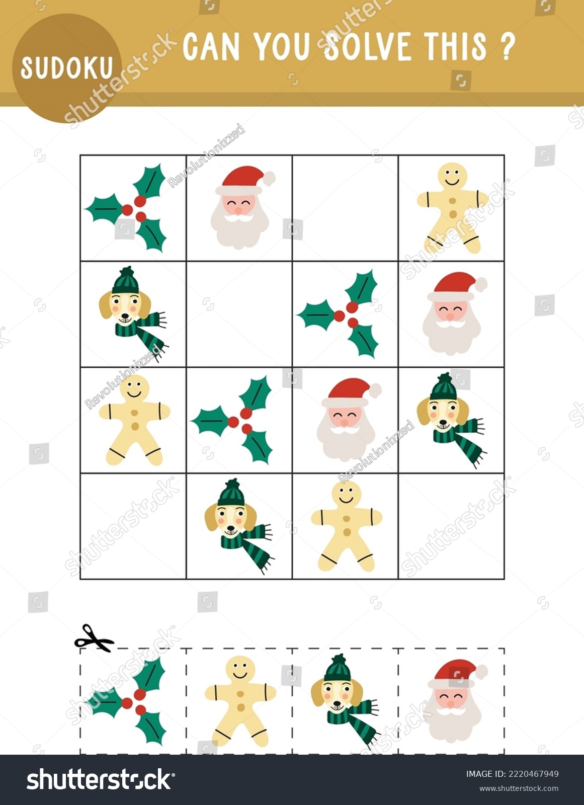 Christmas Winter Cute Printable Sudoku Activity Stock Vector (Royalty ...