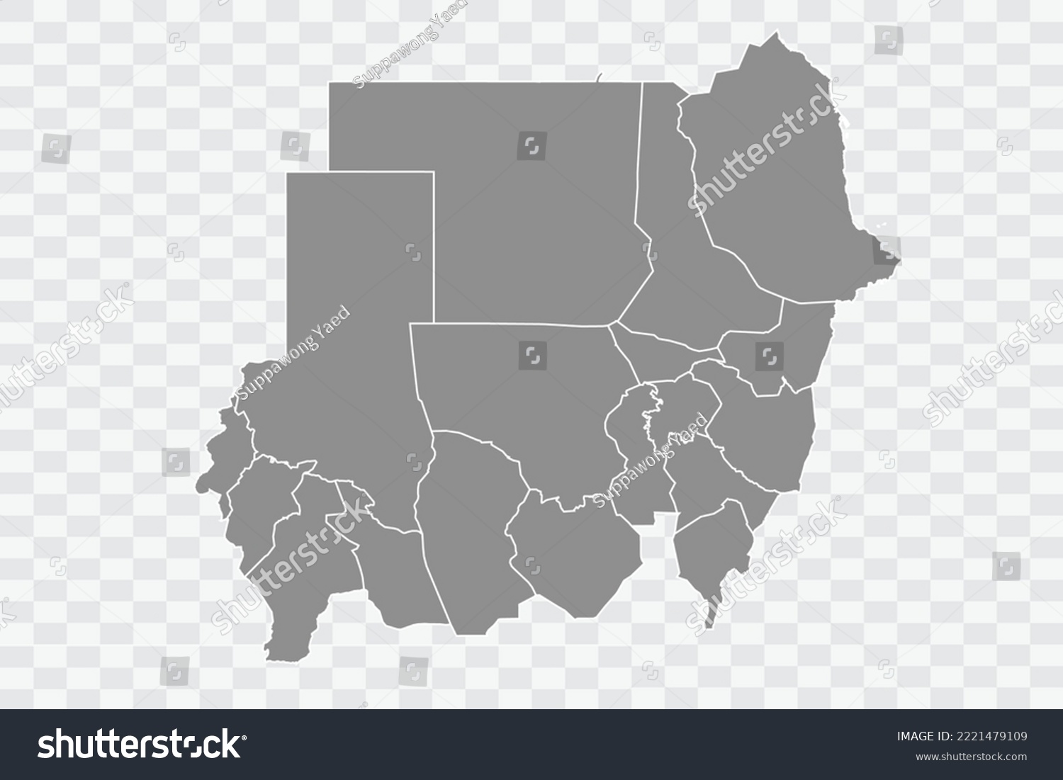 Sudan Map Grey Color On White Stock Vector (Royalty Free) 2221479109 ...