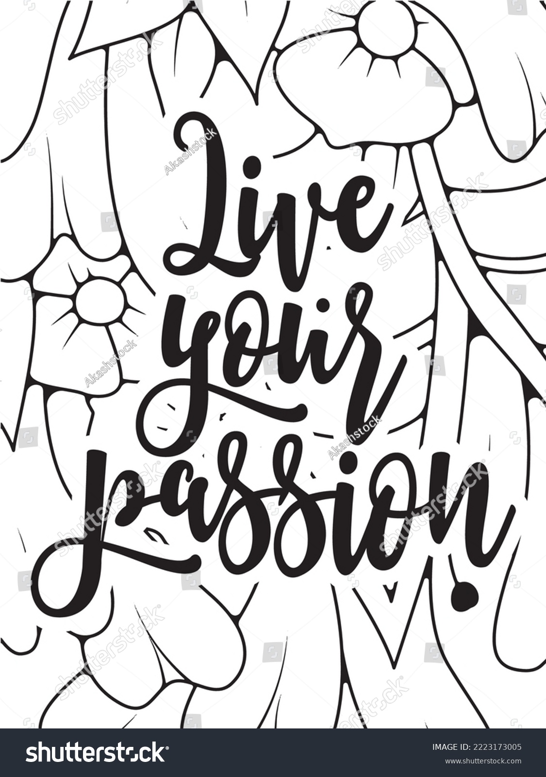 Motivational Quotes Flower Coloring Page Adults Stock Vector (Royalty ...