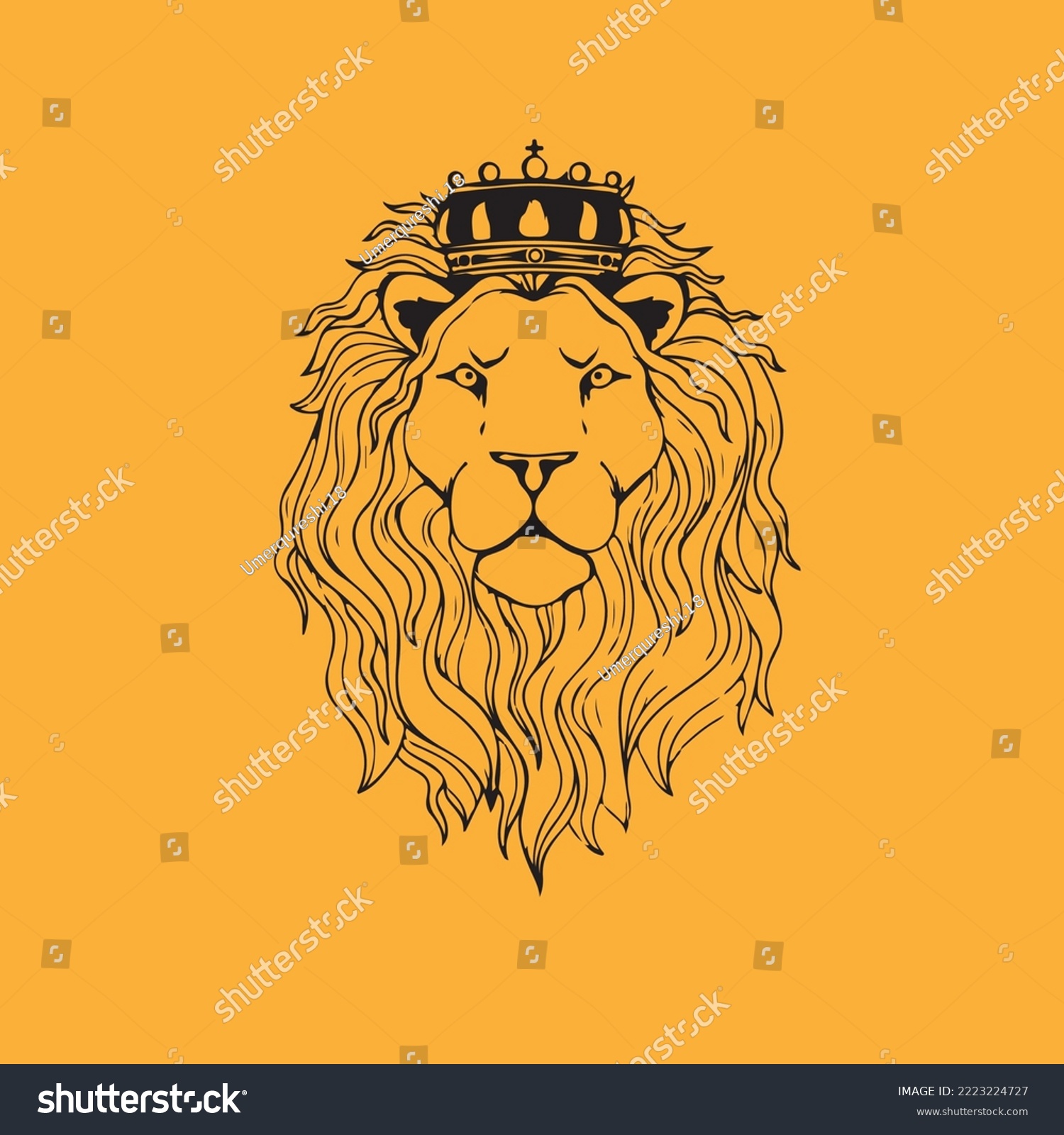 Lion Wearing Crown Vector Illustration Isolated Stock Vector (Royalty ...