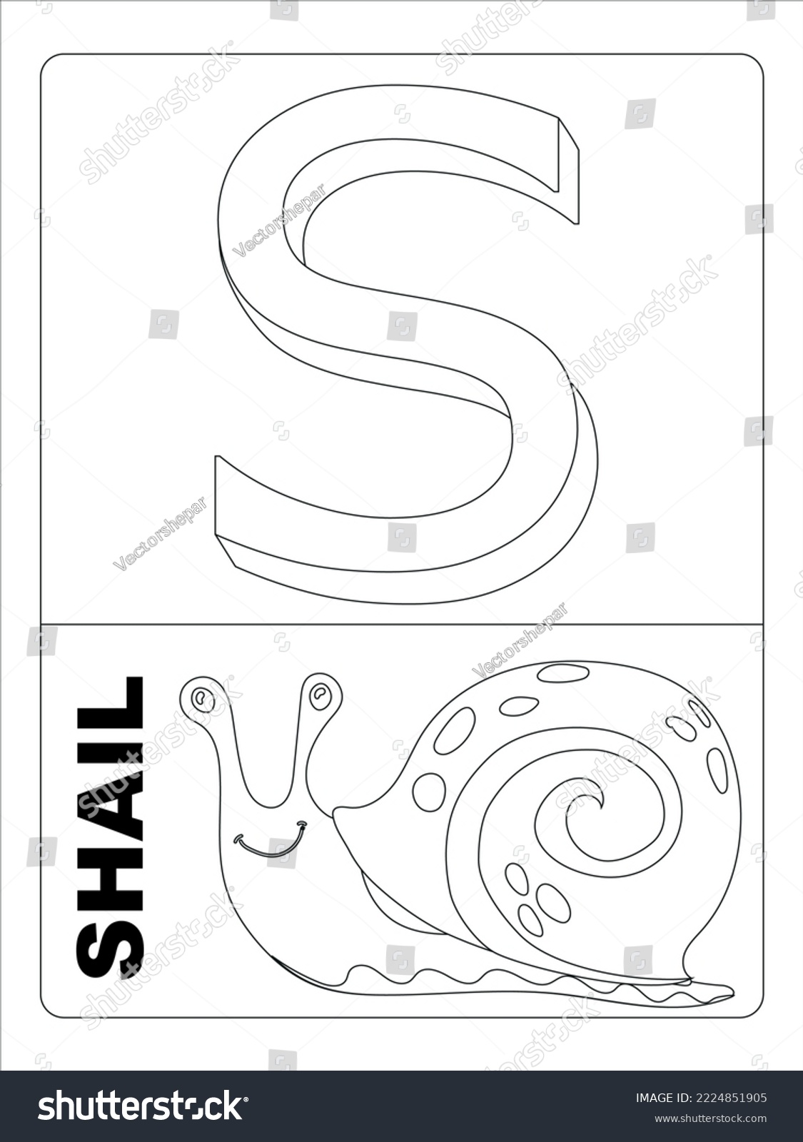 Alphabet Animal Coloring Page Kids Line Stock Vector (Royalty Free ...