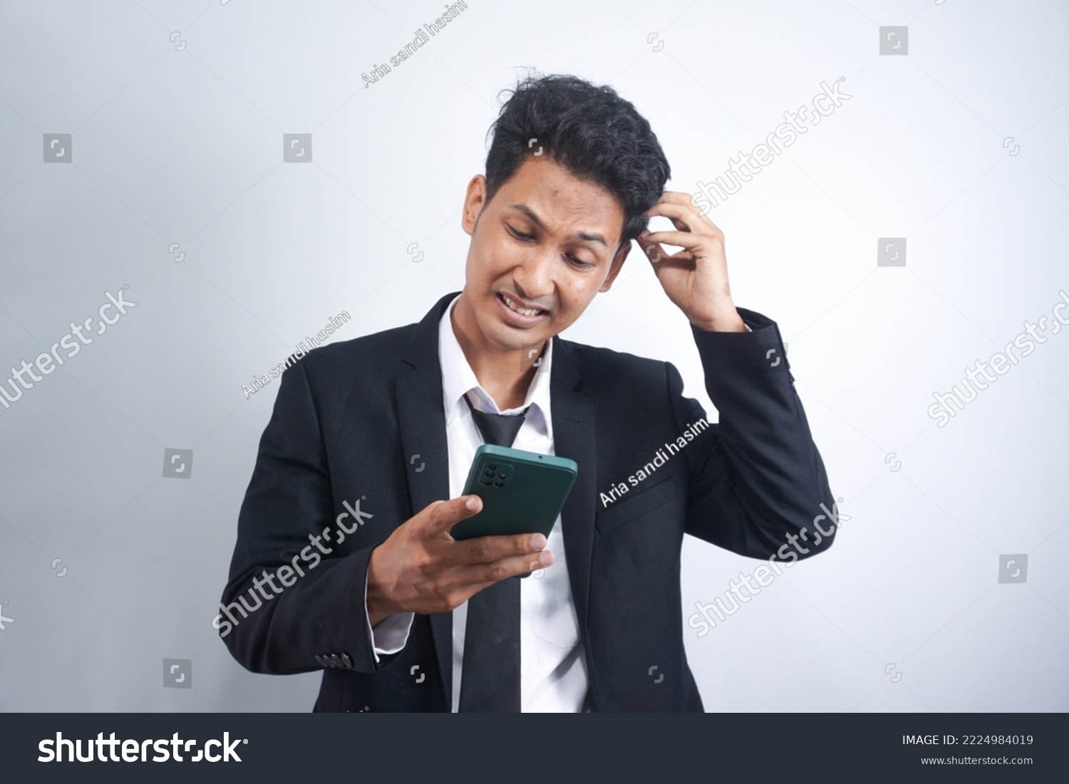 Upset Young Man Frustrated Negative Message Stock Photo 2224984019 ...