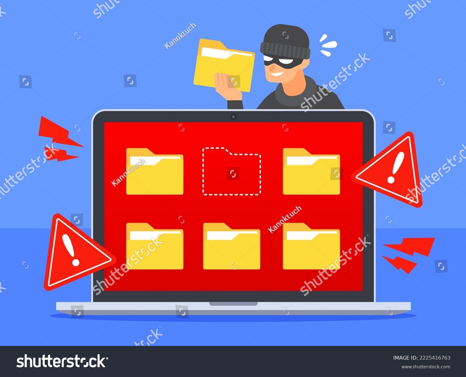 Hacker Stealing Document Folder Icon Laptop Stock Vector Royalty Free 2225416763 Shutterstock