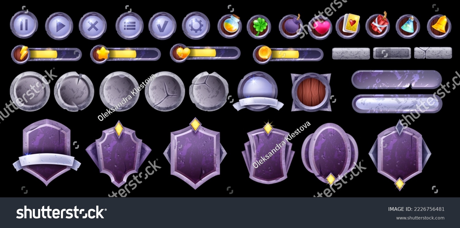 3d Game Ui Stone Frame Set Stock Vector (Royalty Free) 2226756481 | Shutterstock