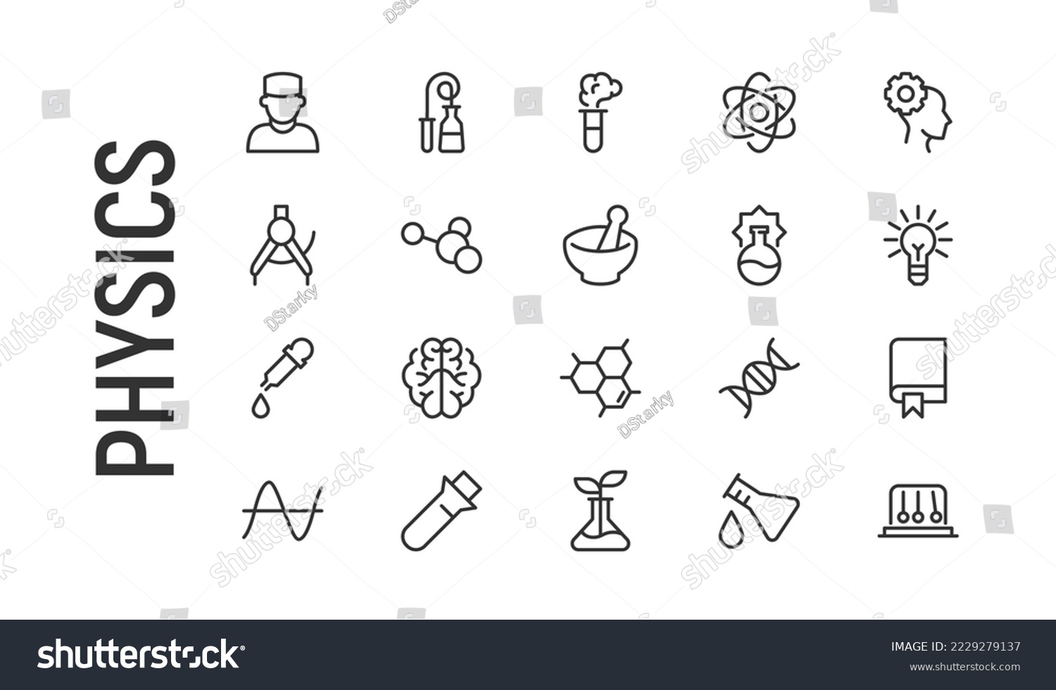 Vector Set Physics Thin Line Icons Stock Vector (Royalty Free ...