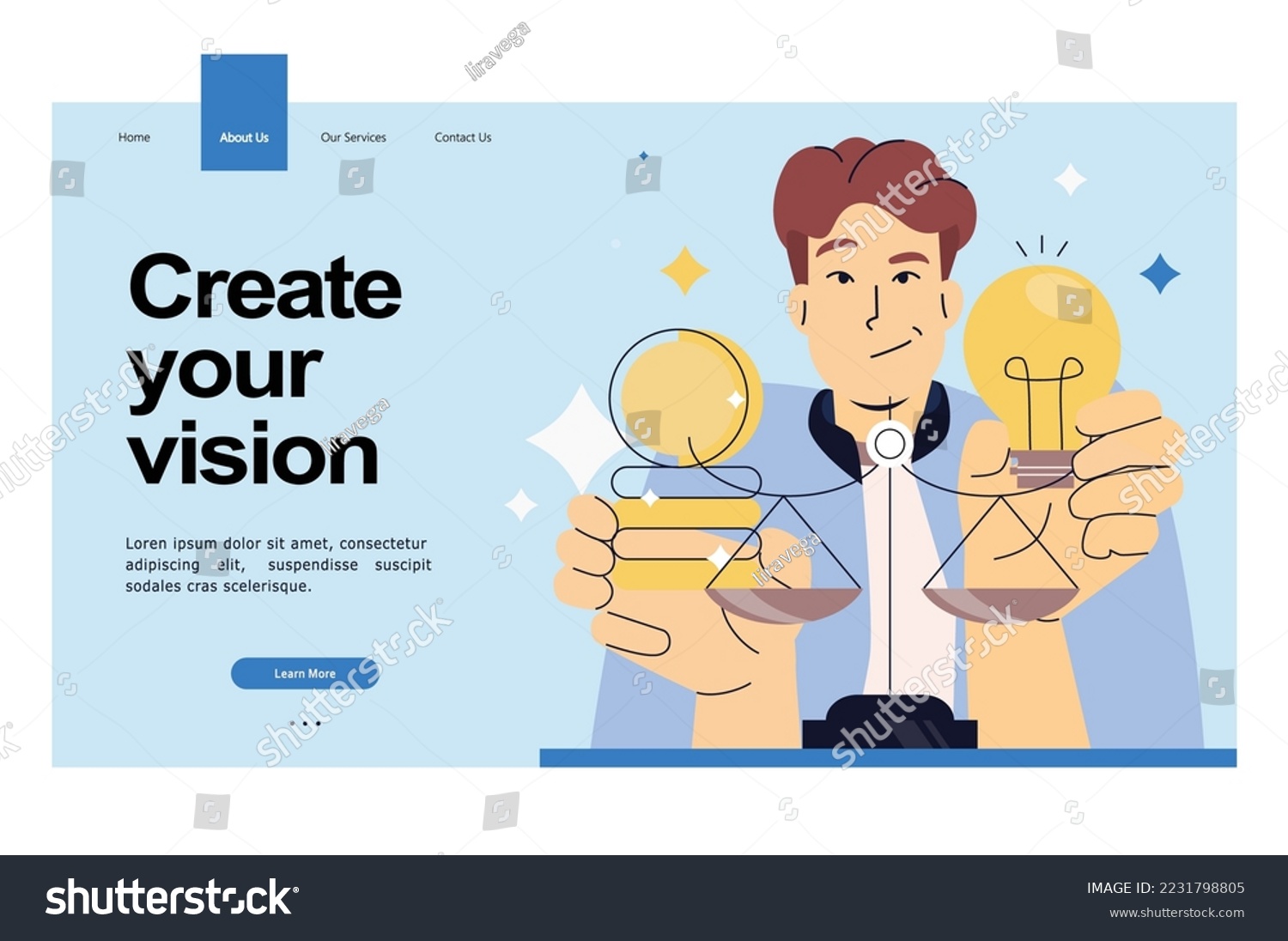 Idea Value Comparison Man Holding Lightbulb Stock Vector (Royalty Free) 2231798805 | Shutterstock