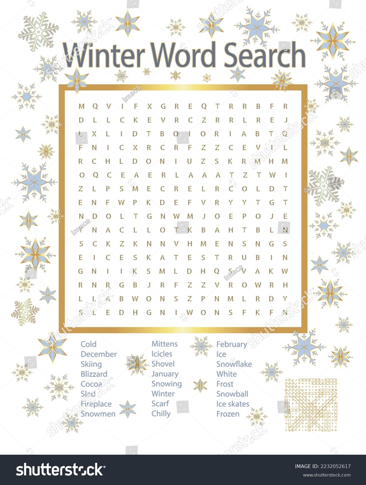 Winter Word Search Puzzle Game Answers Stock Vector (Royalty Free ...