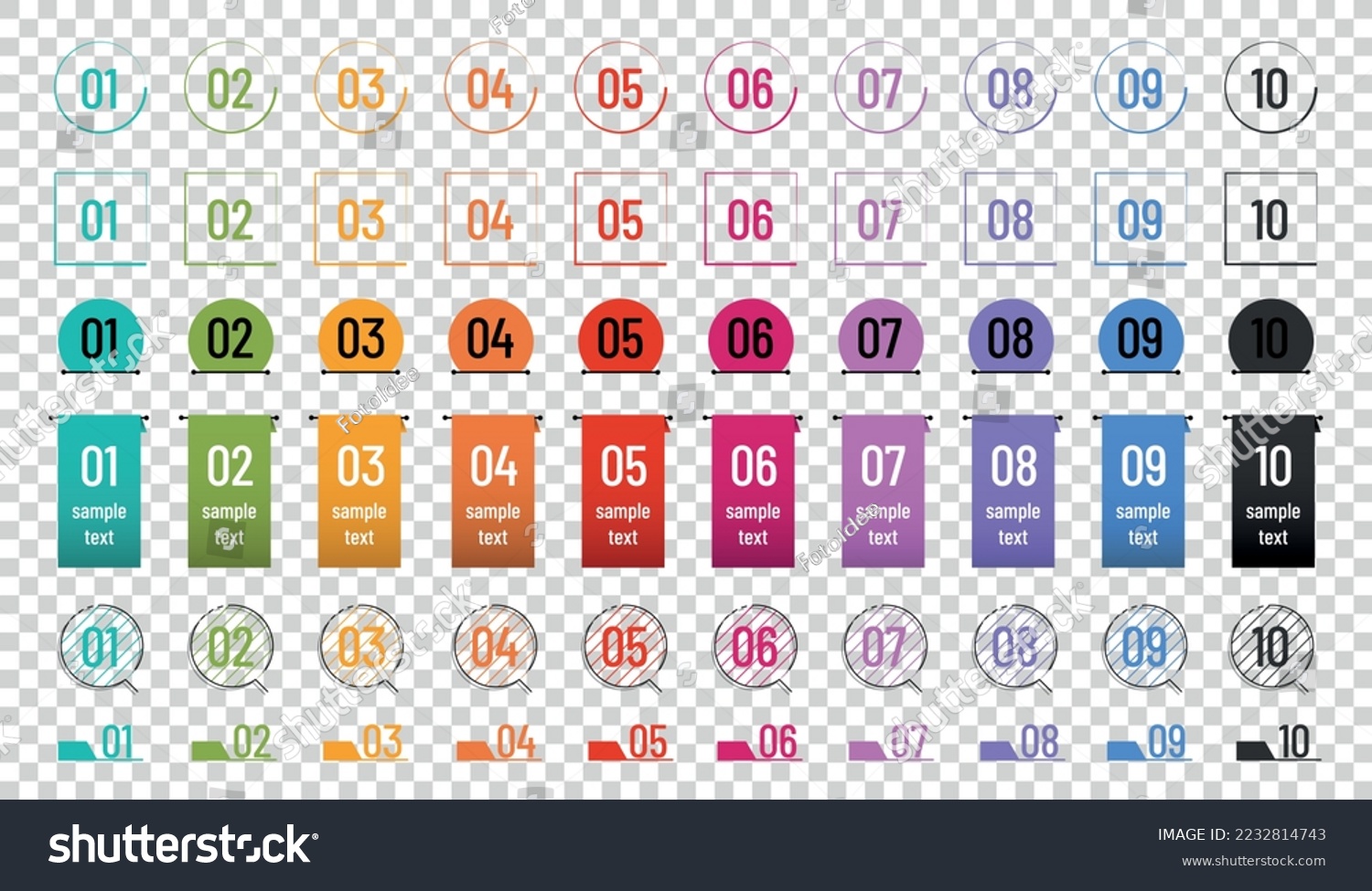 Number Icons Set Different Colorful Vector Stock Vector (Royalty Free ...