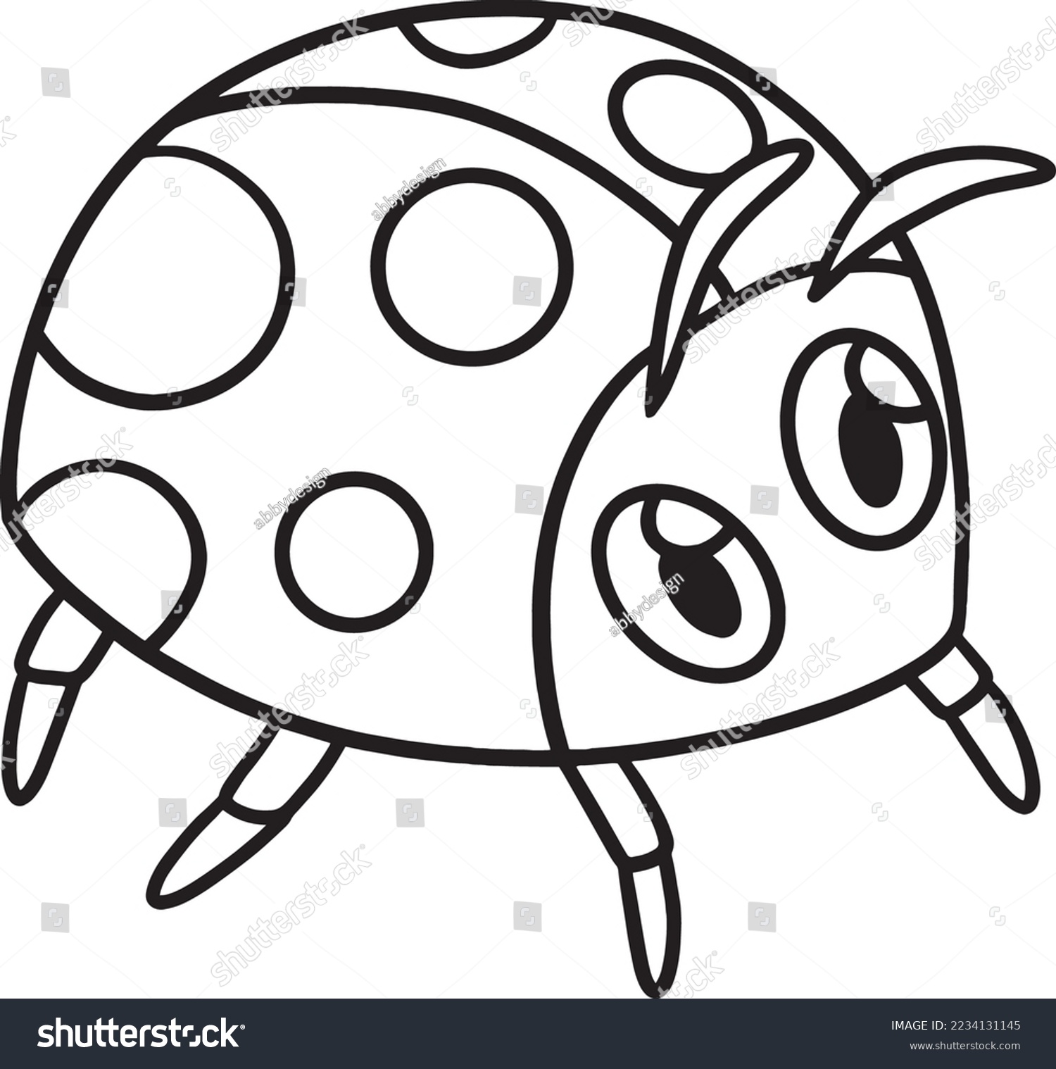Spring Ladybug Isolated Coloring Page Kids Stock Vector (Royalty Free ...