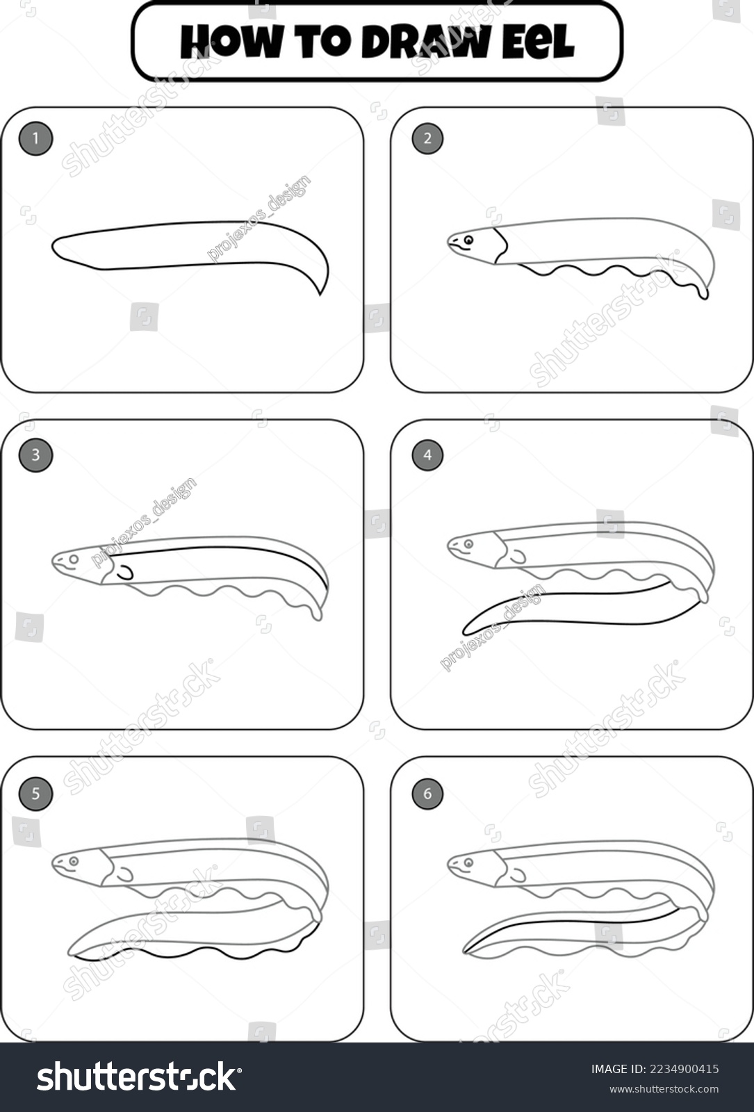 How Draw Eel Stepbystep Drawing Page Stock Vector (Royalty Free ...