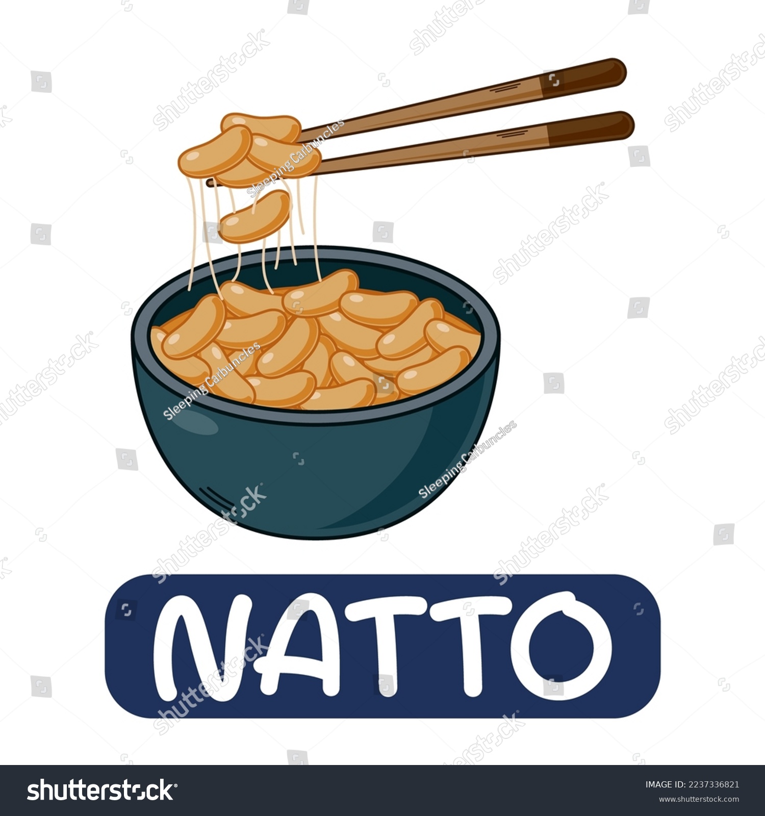 Cartoon Natto Japanese Food Vector Isolated: เวกเตอร์สต็อก (ปลอดค่าลิขสิทธิ์) 2237336821 ...