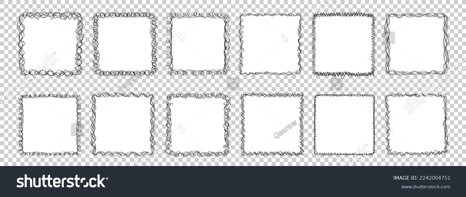 Collection 12 Doodle Sketchy Frames Black Stock Vector (Royalty Free ...