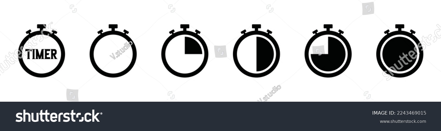 Timers Icon Set Stopwatch Sign Symbol Stock Vector Royalty Free 2243469015 Shutterstock