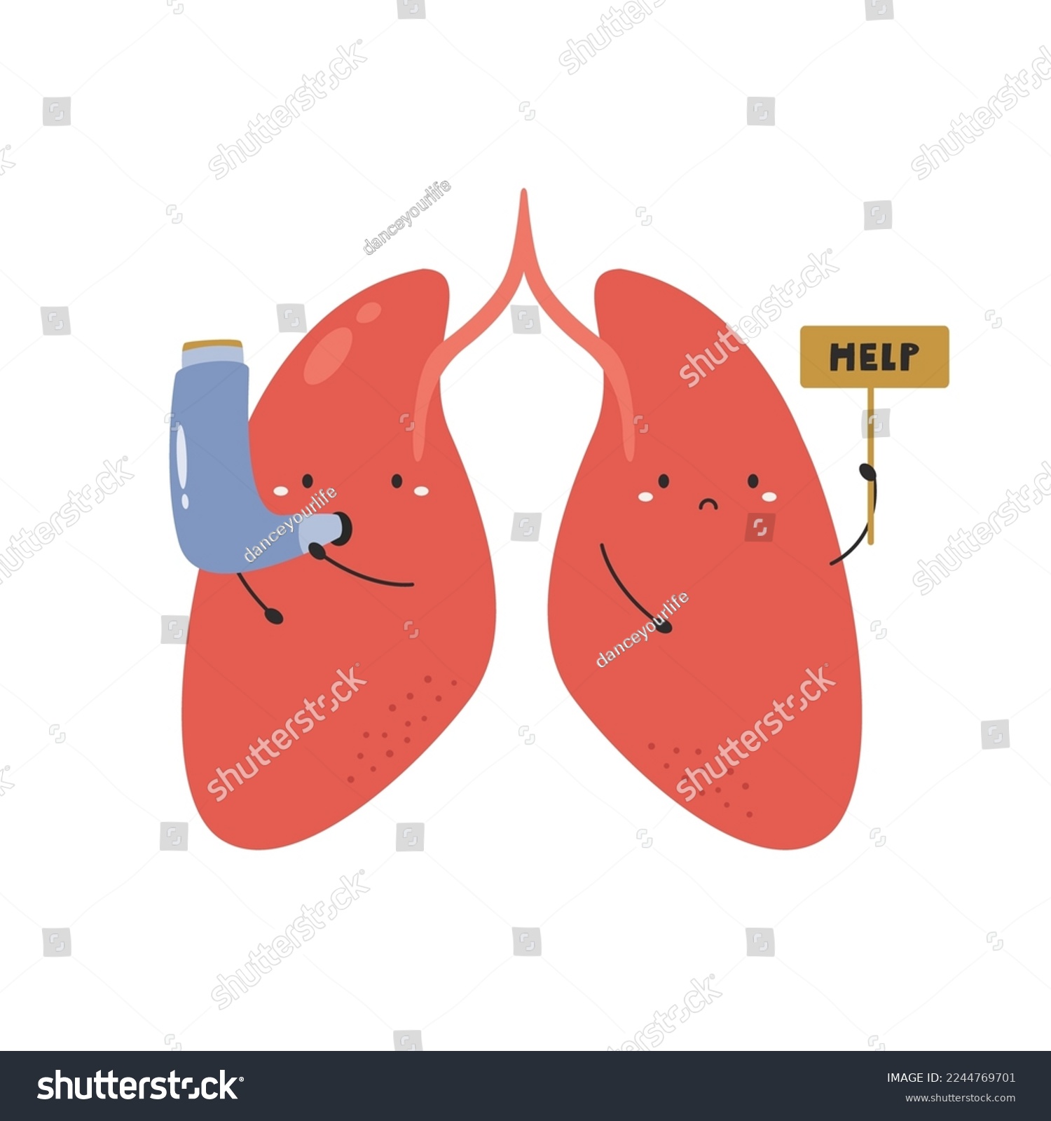 Vector Illustration Lungs Asthma Inhaler Respiratory Stock Vector ...