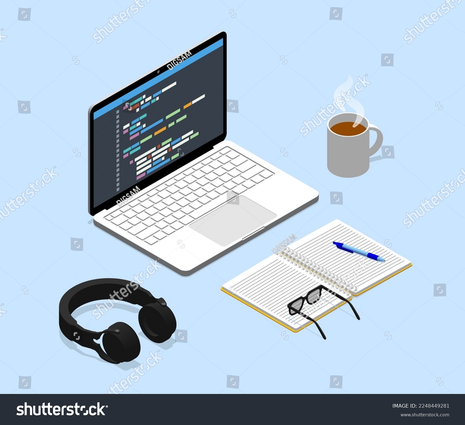 Happy Coding Enjoying Coding Activity 3d Stock Vector Royalty Free 2248449281 Shutterstock