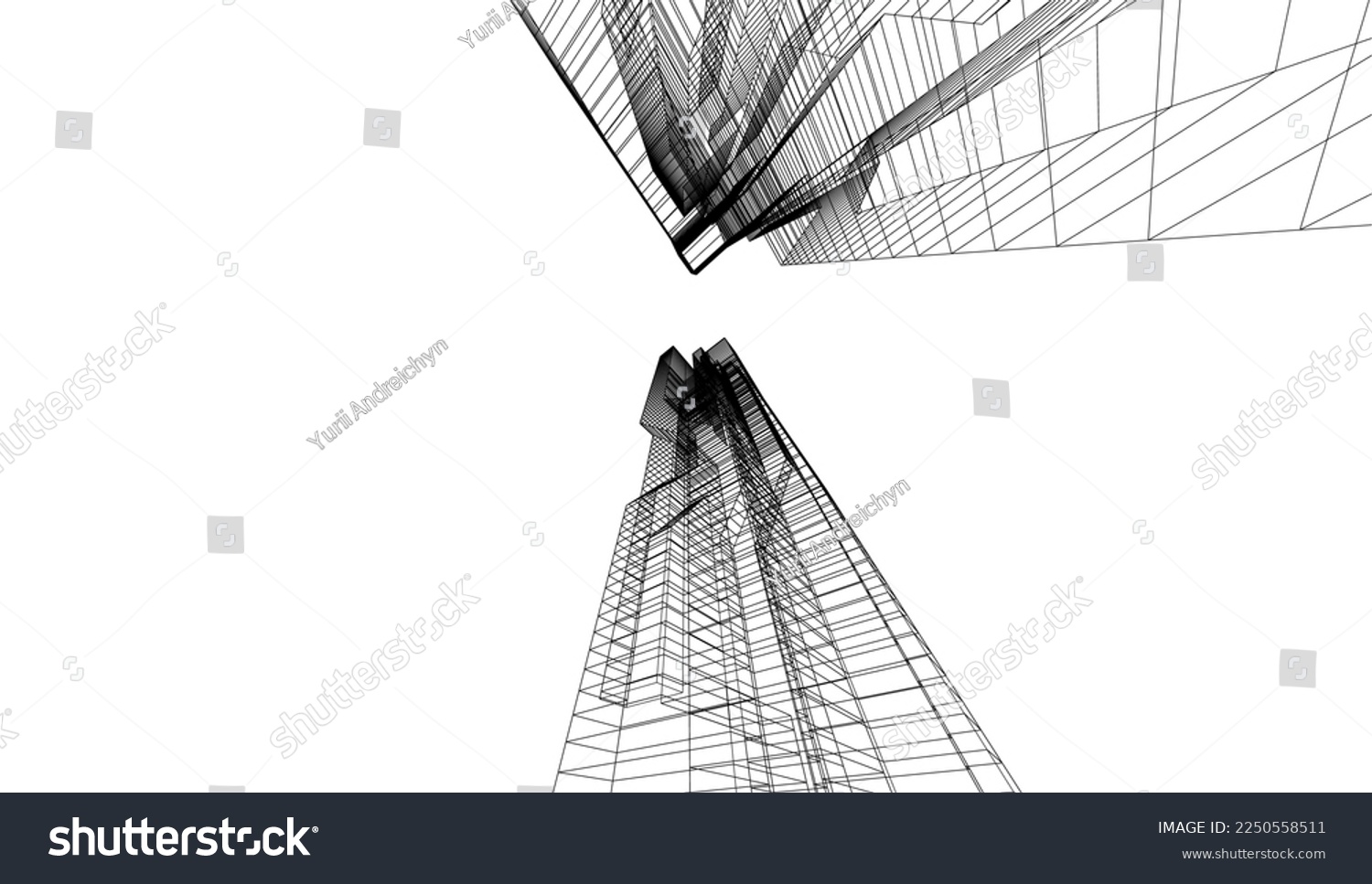 Linear Architectural Drawing Vector Illustration Stock Vector (Royalty ...