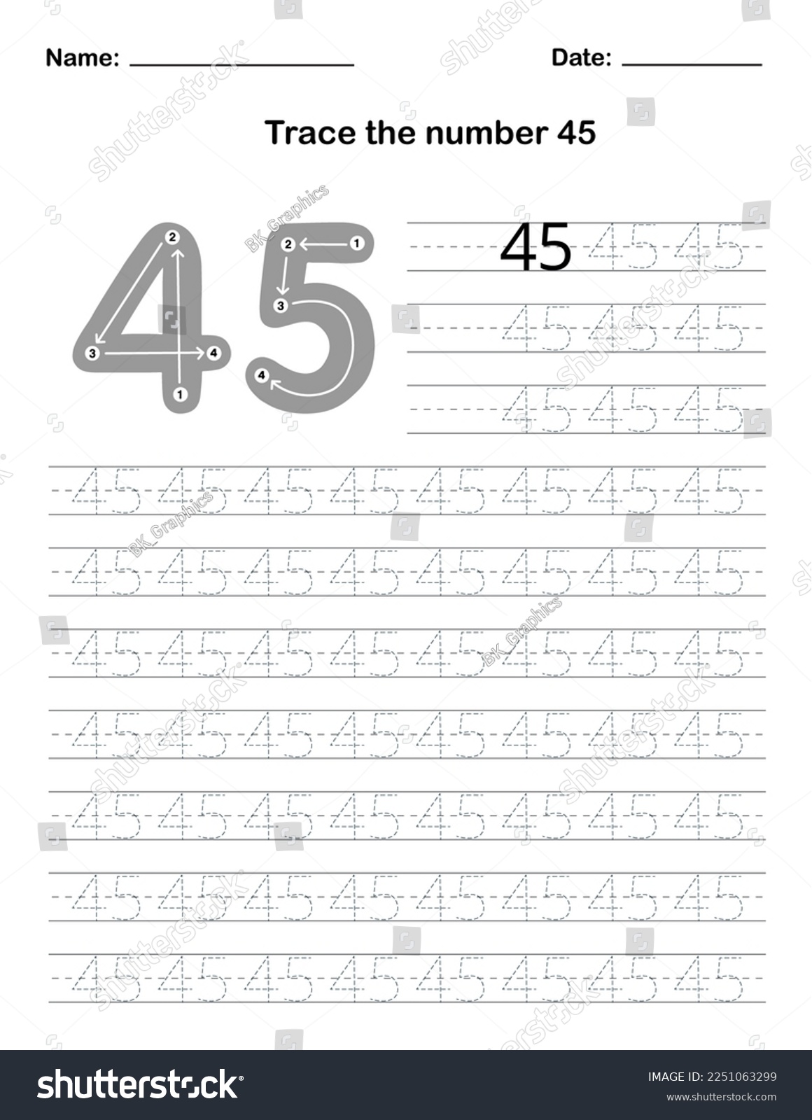 Numbers Tracing Worksheets Practicing Fine Motor Stock Illustration ...