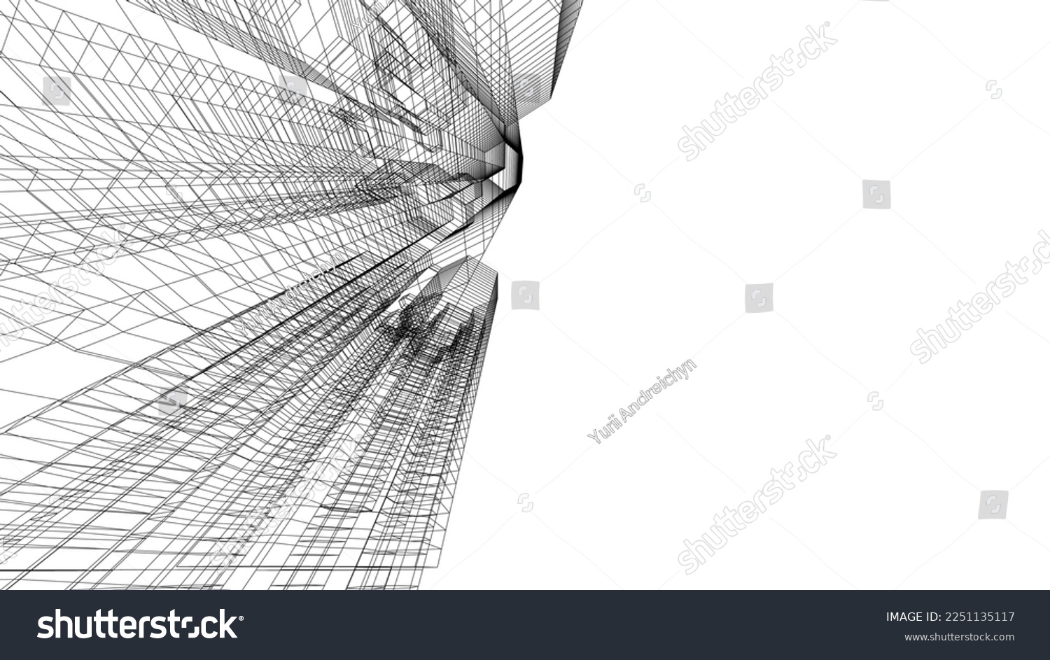 Linear Architectural Drawing Vector Illustration Stock Vector (Royalty ...