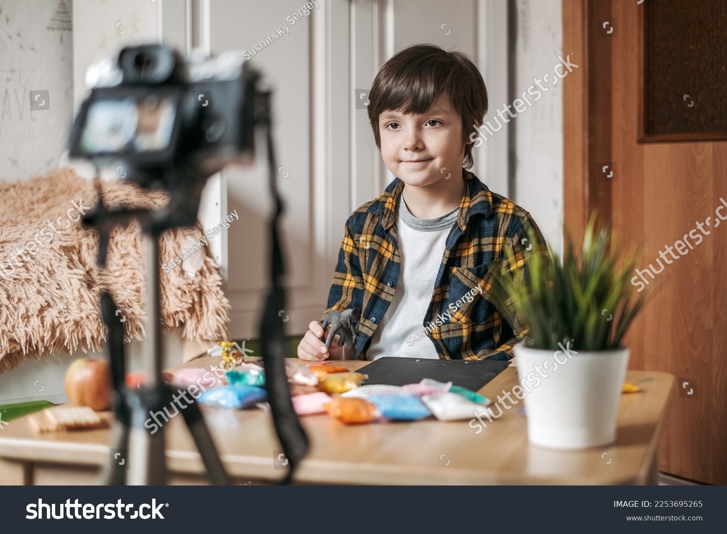 Boy Vlogger Boy Recording Vlog His Stock Photo 2253695265 | Shutterstock