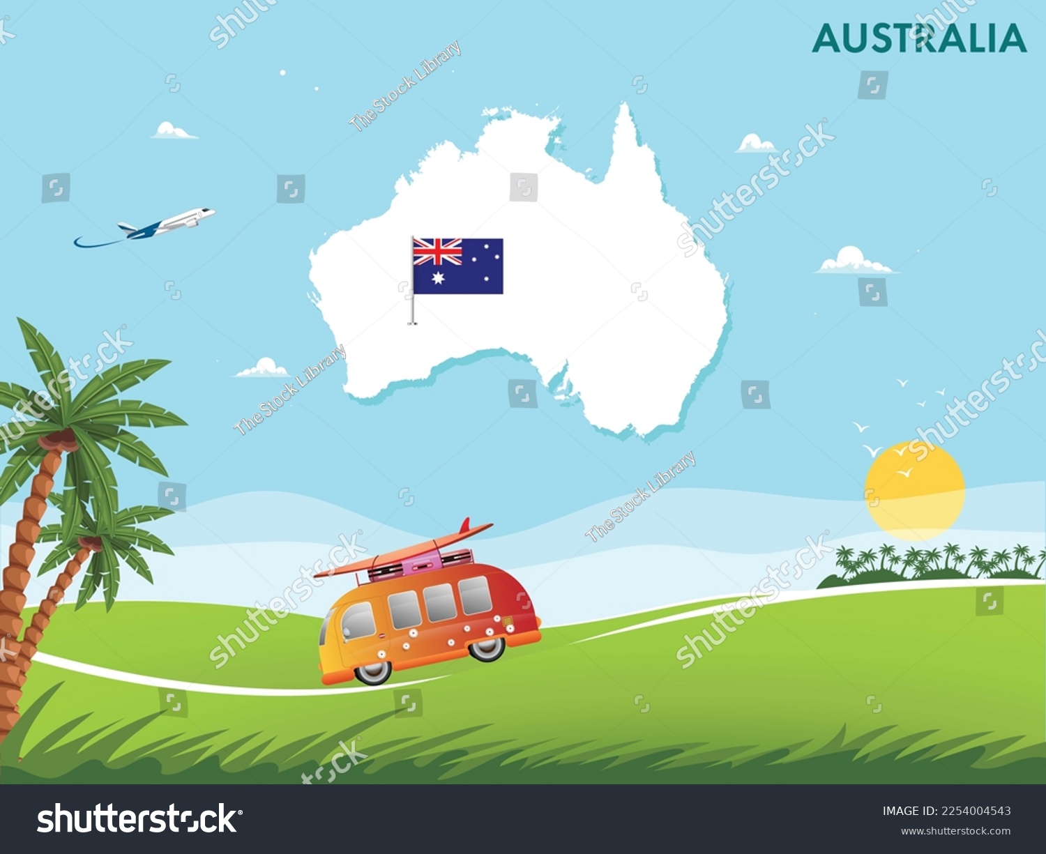 Australia Map Travel Tourism Theme Vector Stock Vector (Royalty Free ...