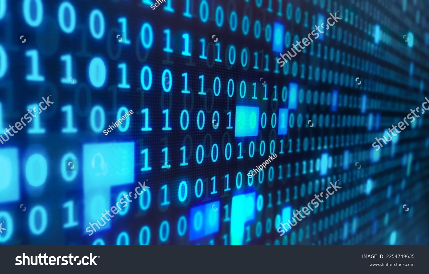 Computer Screen Blue Digital Binary Data Stock Photo 2254749635 | Shutterstock