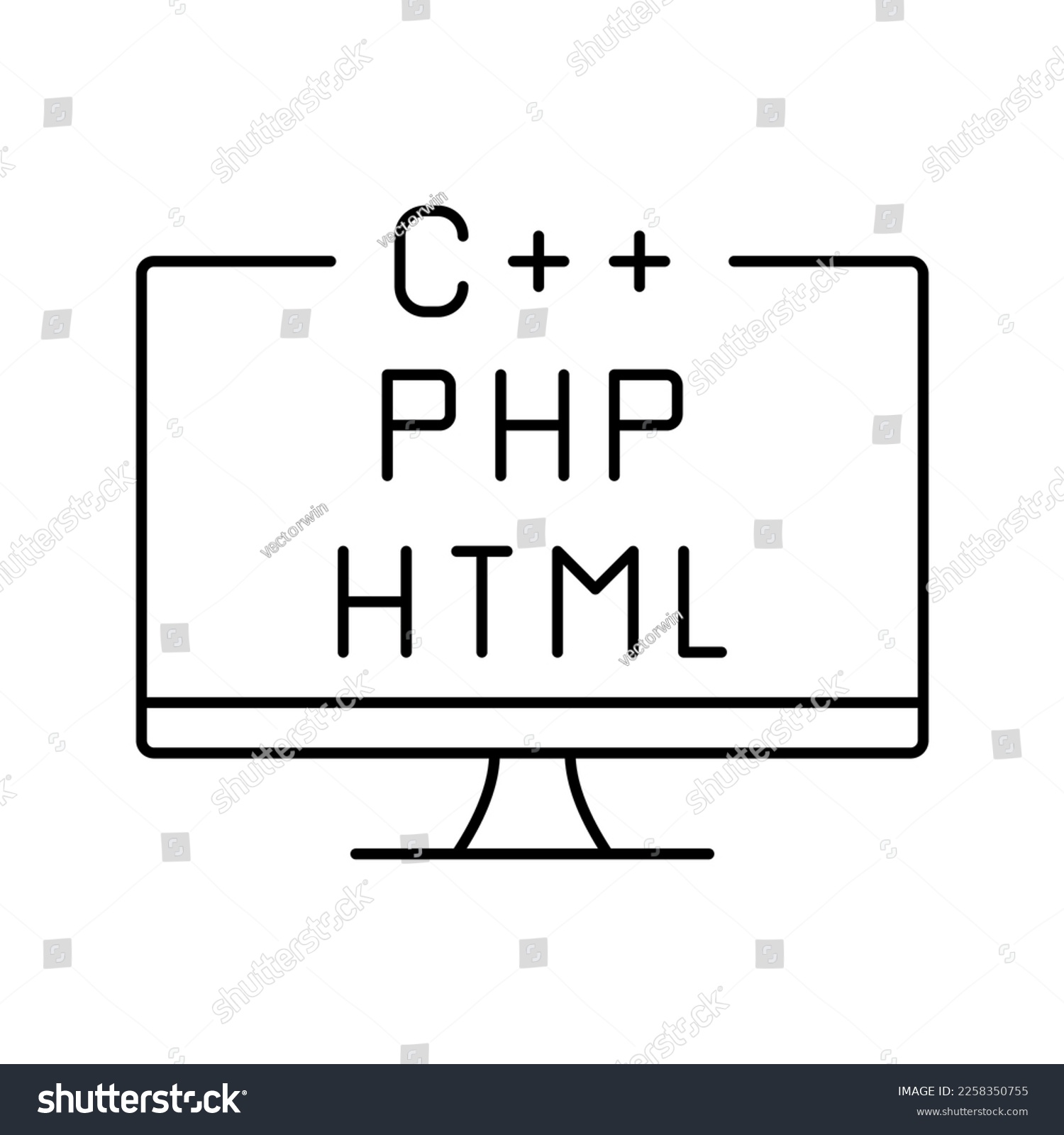 Coding On Different Program Languages Line Stock Vector Royalty Free 2258350755 Shutterstock