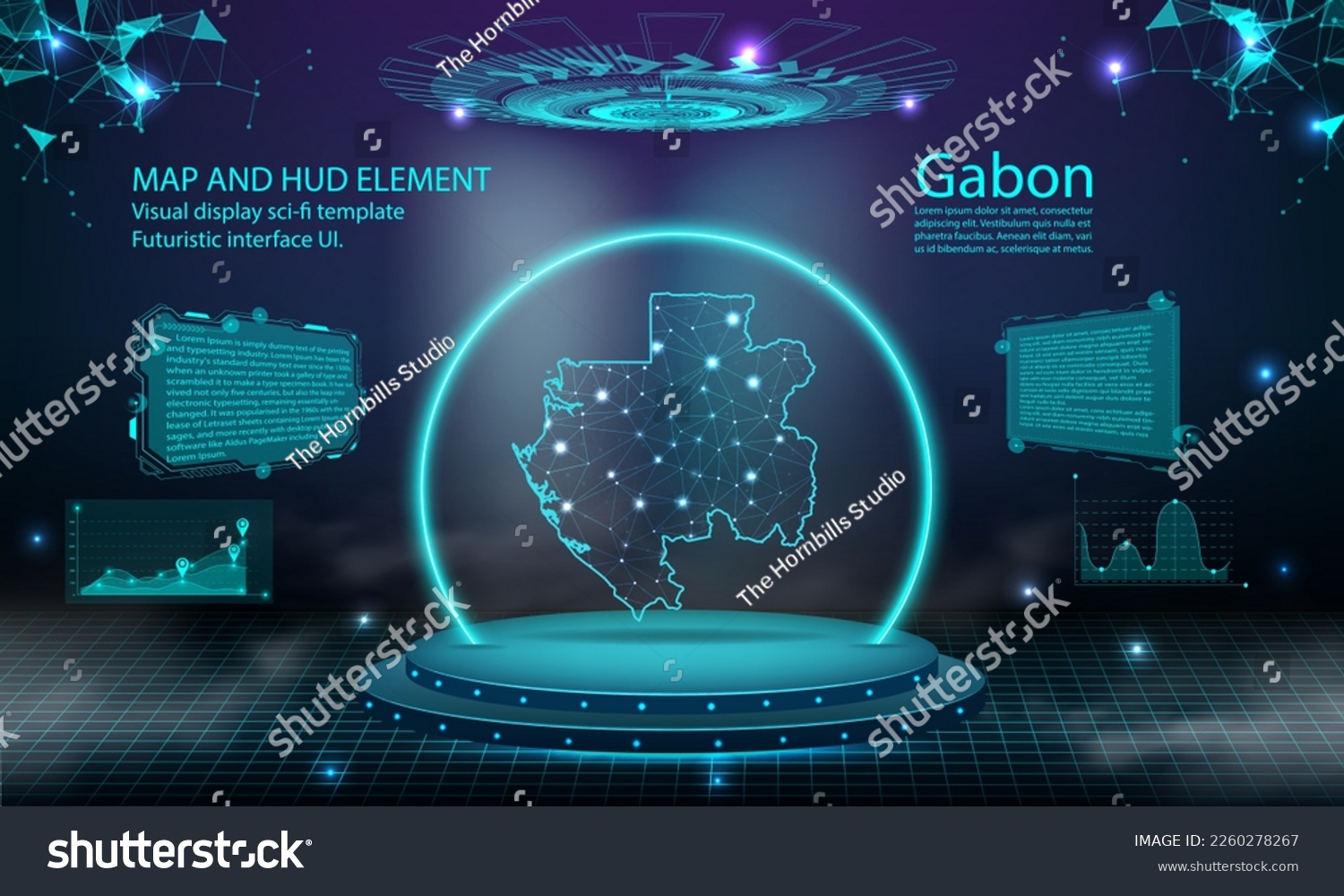 Gabon Map Light Connecting Effect Background Stock Vector Royalty Free 2260278267 Shutterstock